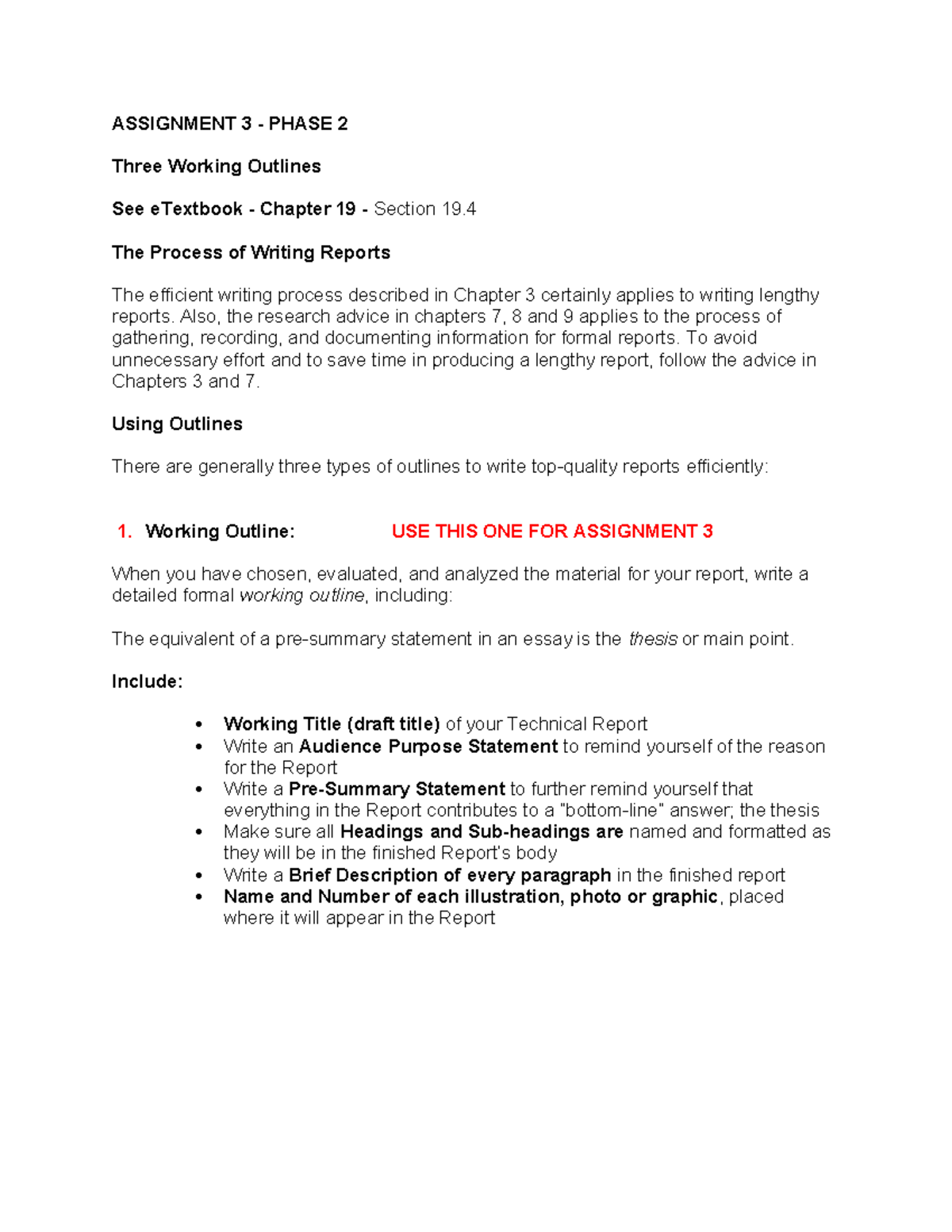 Working Outlines Assignment 3 Phase 2 - ASSIGNMENT 3 - PHASE 2 Three ...