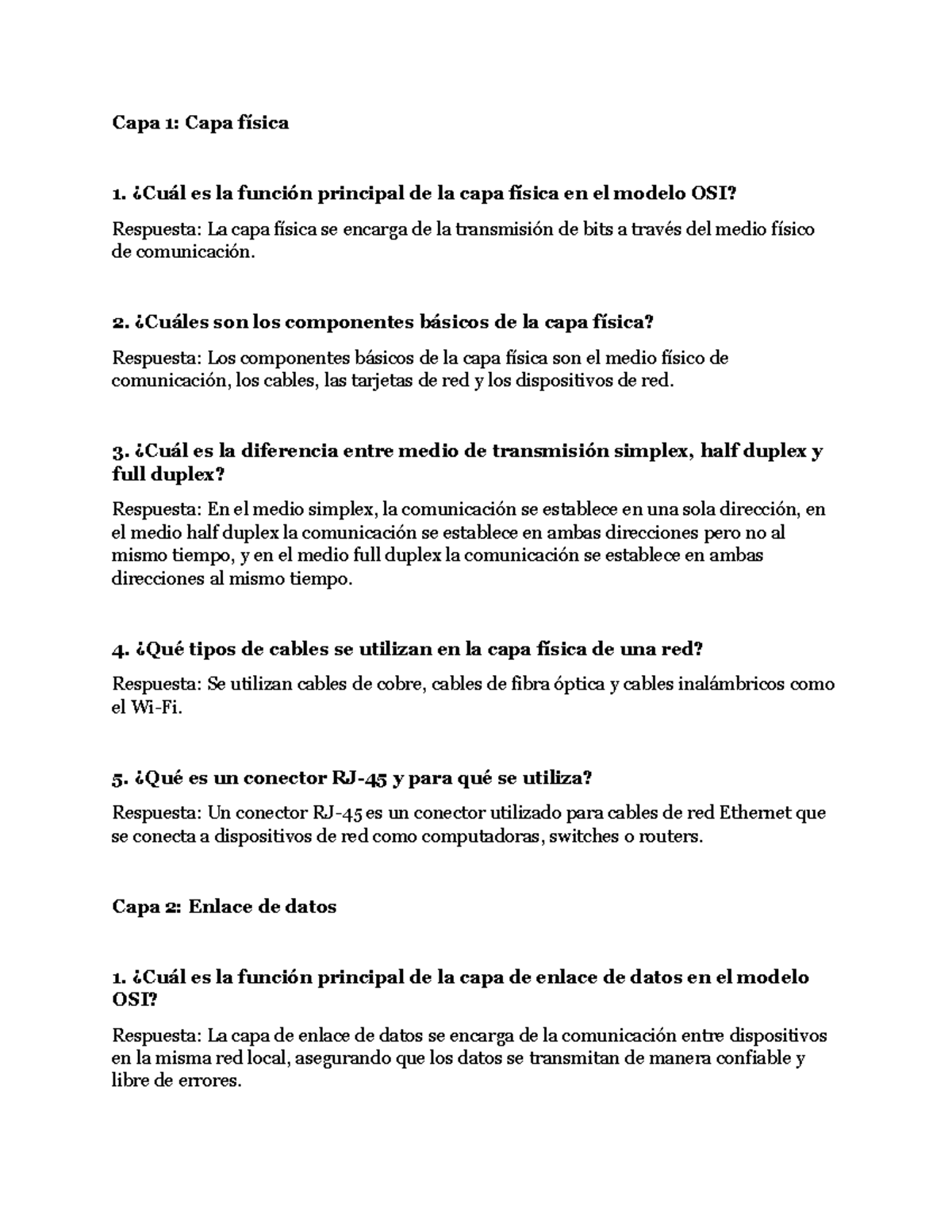 Examen 1 Redes - Capa 1: Capa física ¿Cuál es la función principal de ...