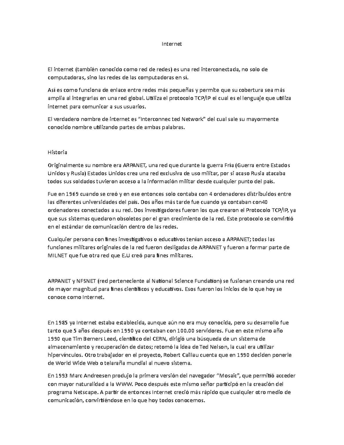 Internet - Resumen de exposición - Internet El internet (también ...