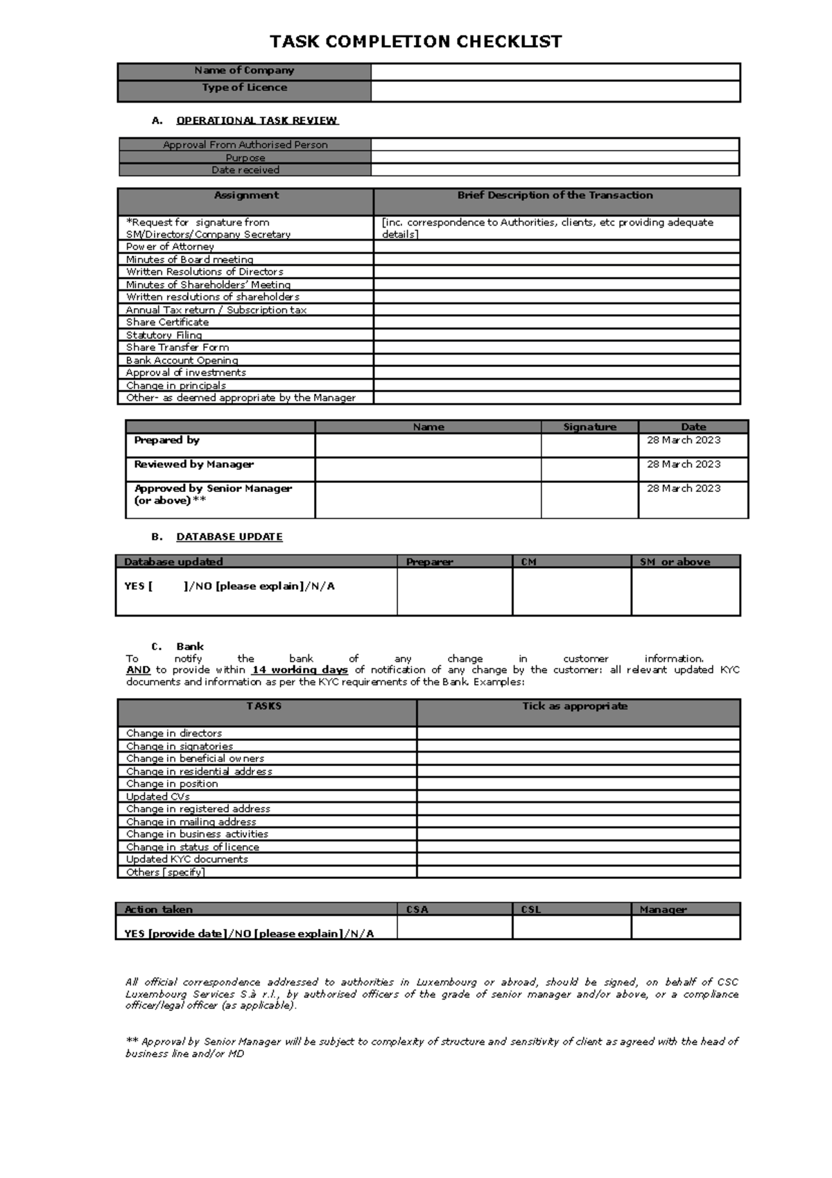 Task completion checklist[Version 2][Date] - [Document Type ...
