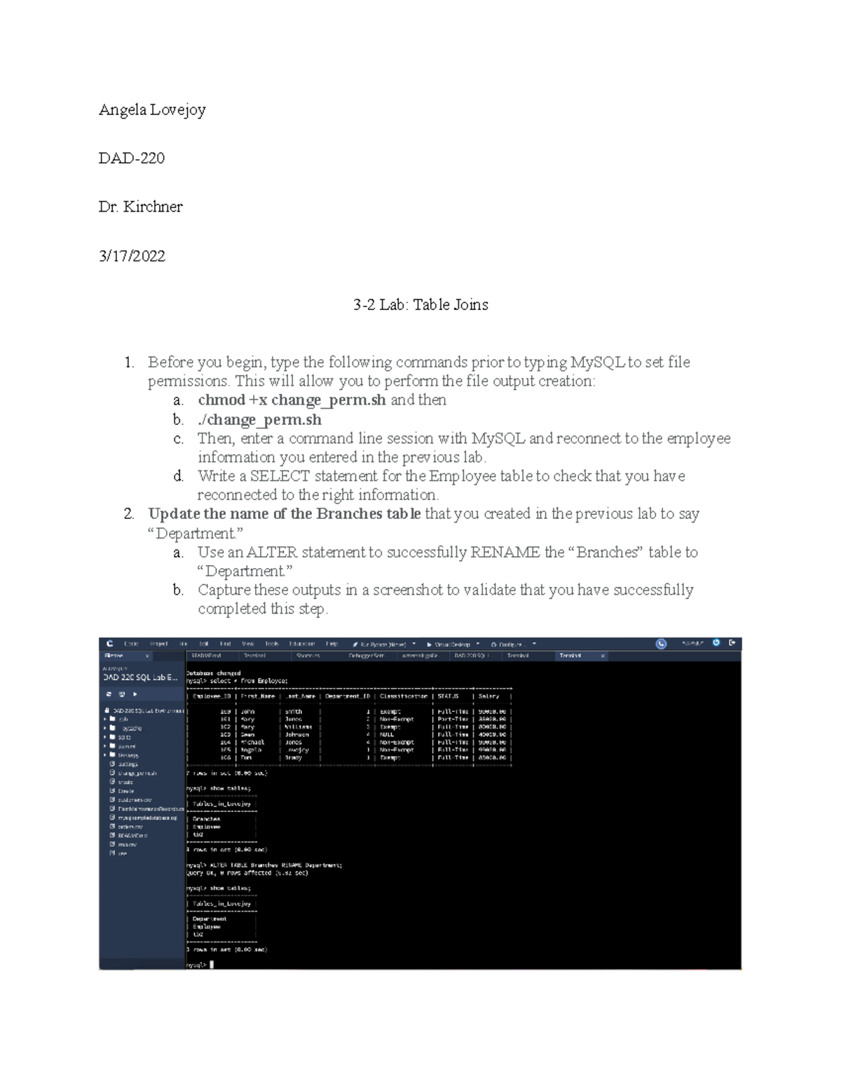 Angela Lovejoy - 3.2 Lab Table Joins - Angela Lovejoy DAD- Dr. Kirchner ...
