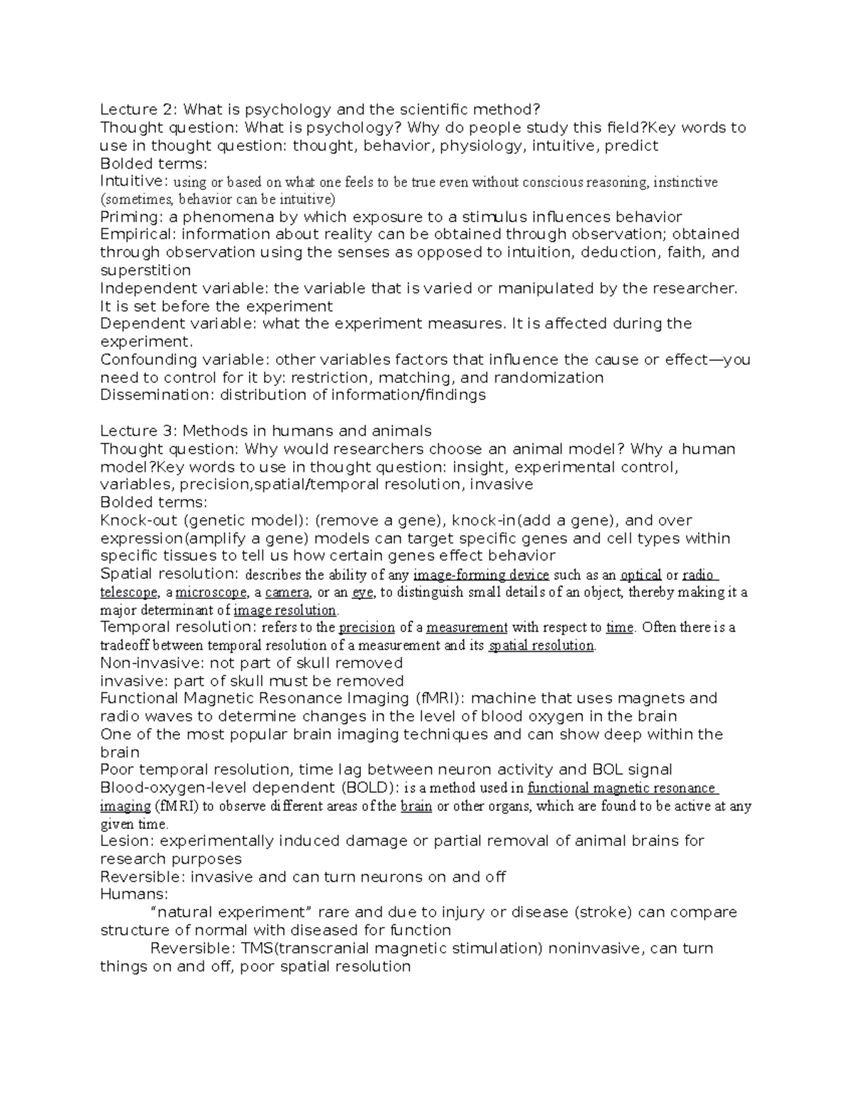 Lecture notes, lectures 2-10 - Midterm 1 study guide - Lecture 2: What ...