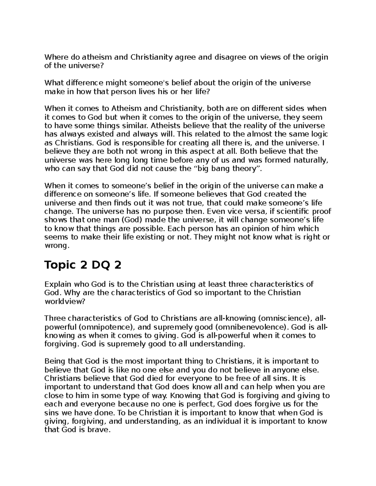 Where do atheism and Christianity agree and disagree on views of the ...