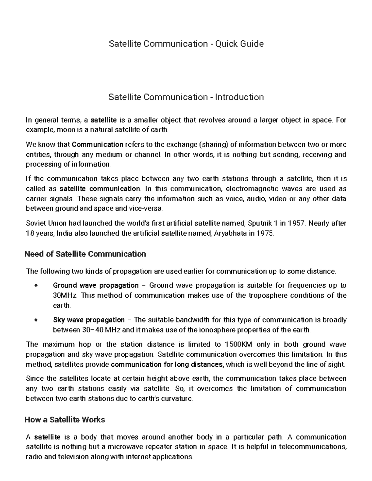 Satellite Communication - Quick Guide - Tutorialspoint - Satellite ...