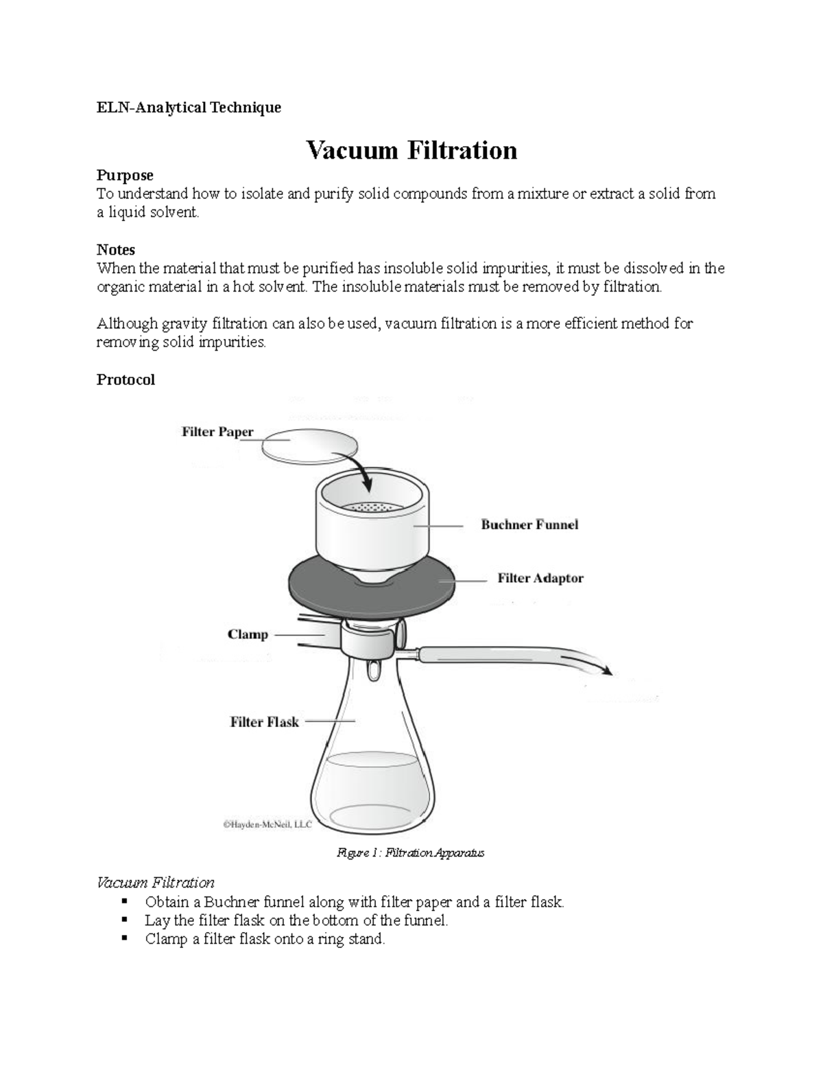 ELN-Vac filtration - ELN - ELN-Analytical Technique Vacuum Filtration ...