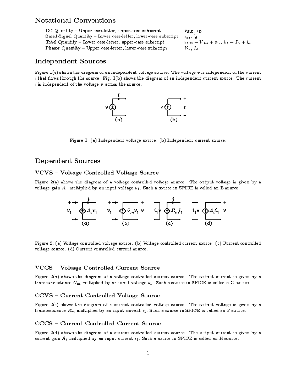 Practical - Notational conventions, independent sources, dependent ...