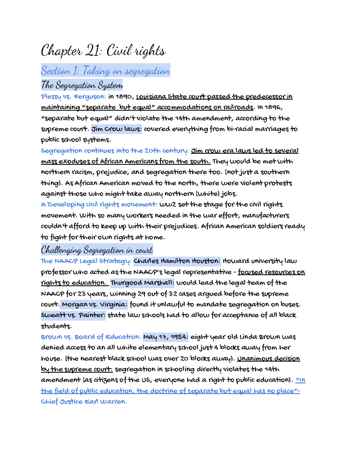 Chapter 21 civil rights - Chapter 21: Civil rights Section 1: Taking on ...