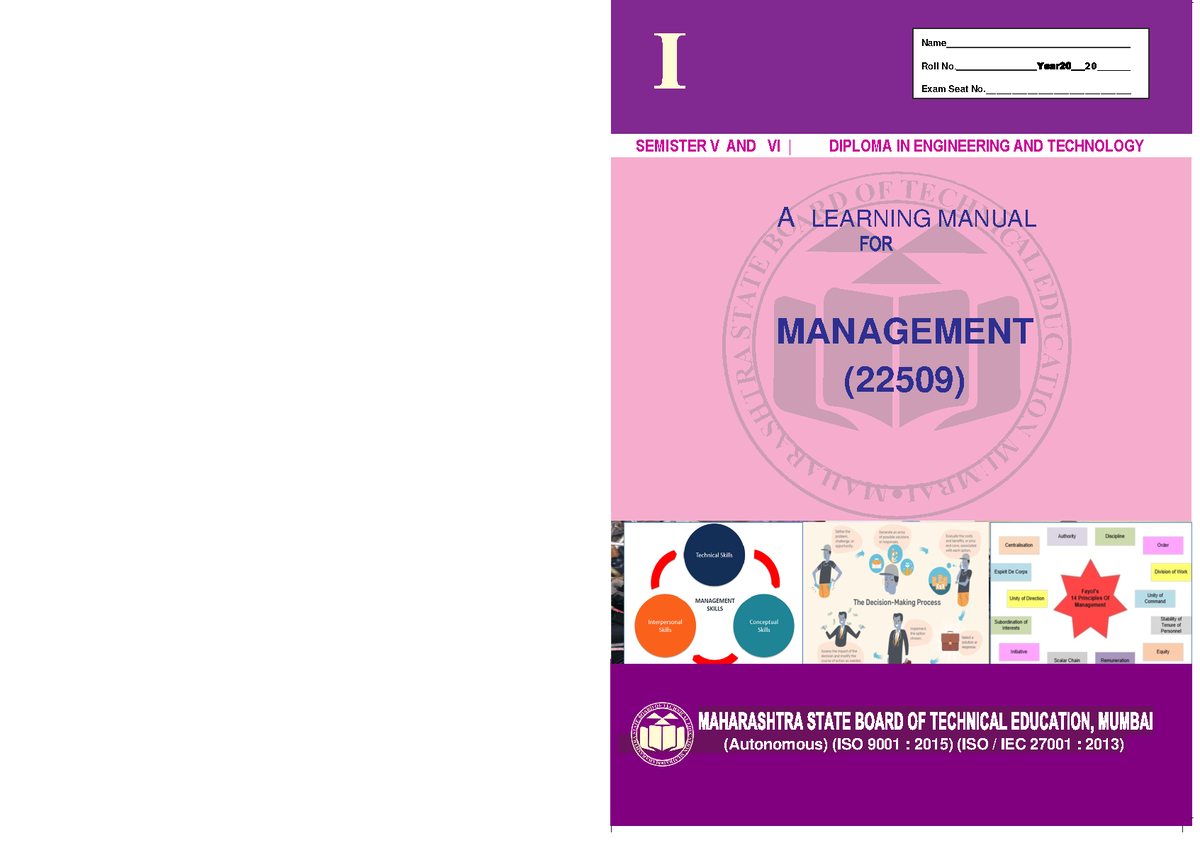 22509- Management - Study in diploma - SEMISTER V AND VI | DIPLOMA IN ...