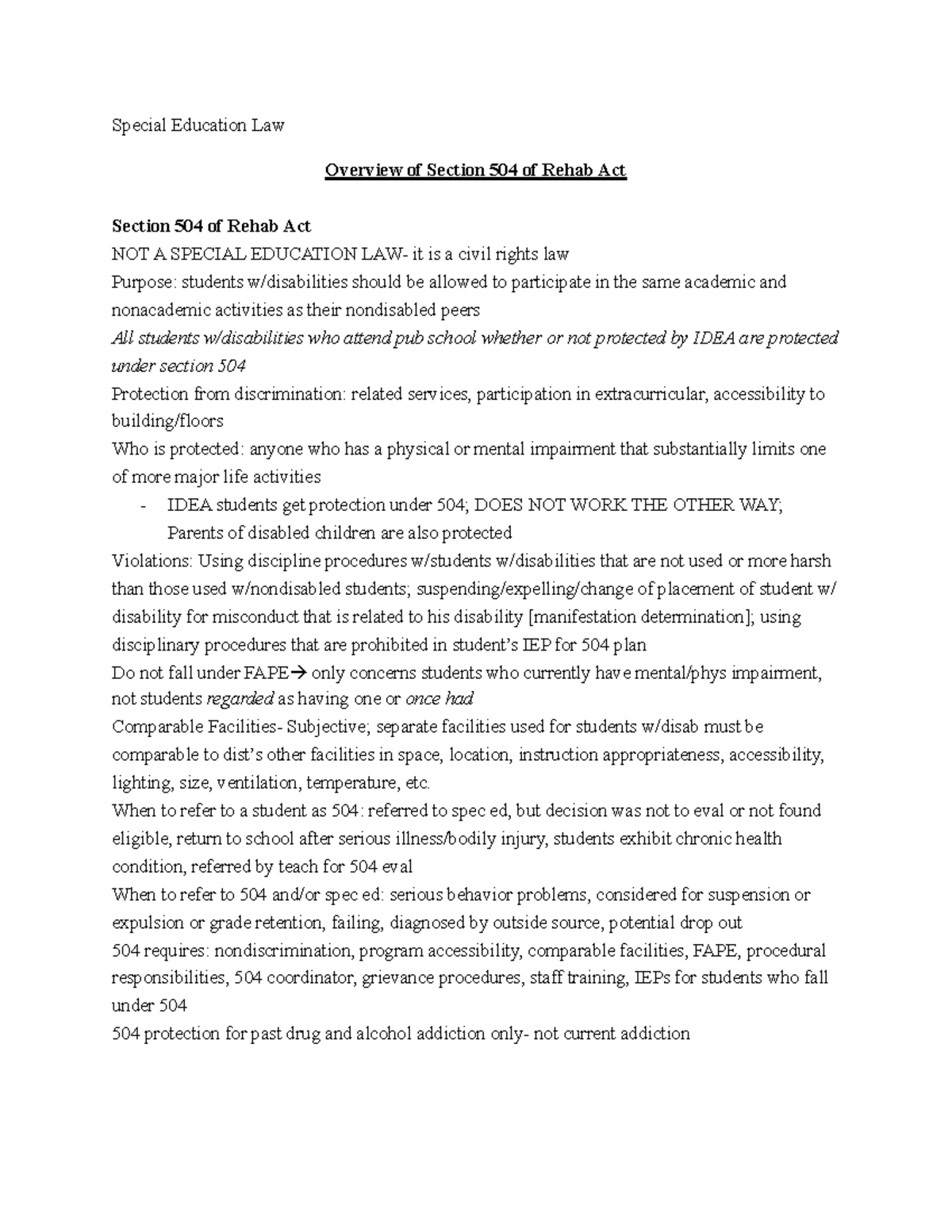 Overview of Section 504 of Rehab Act - Special Education Law Overview ...