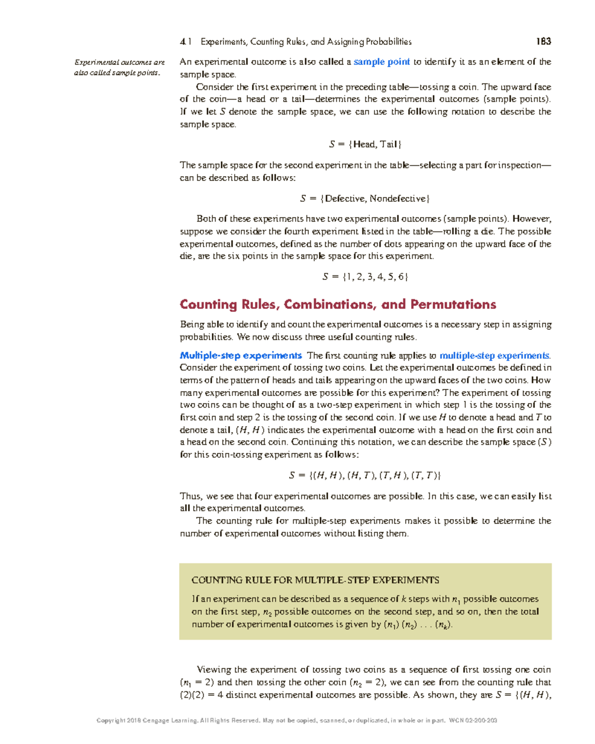 Chapter 4 Excerpt(1) 2 - Ch 4 - 4 Experiments, Counting Rules, and Assigning Probabilities 183 ...