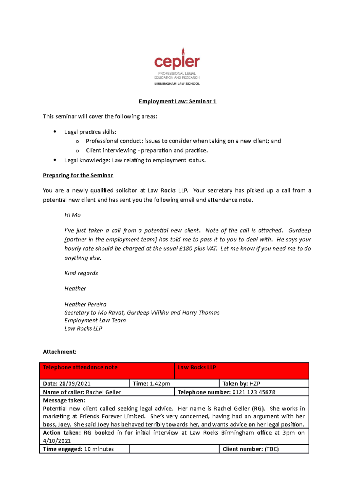 Seminar 1 - Student Handout 2021 - KCL - Studocu
