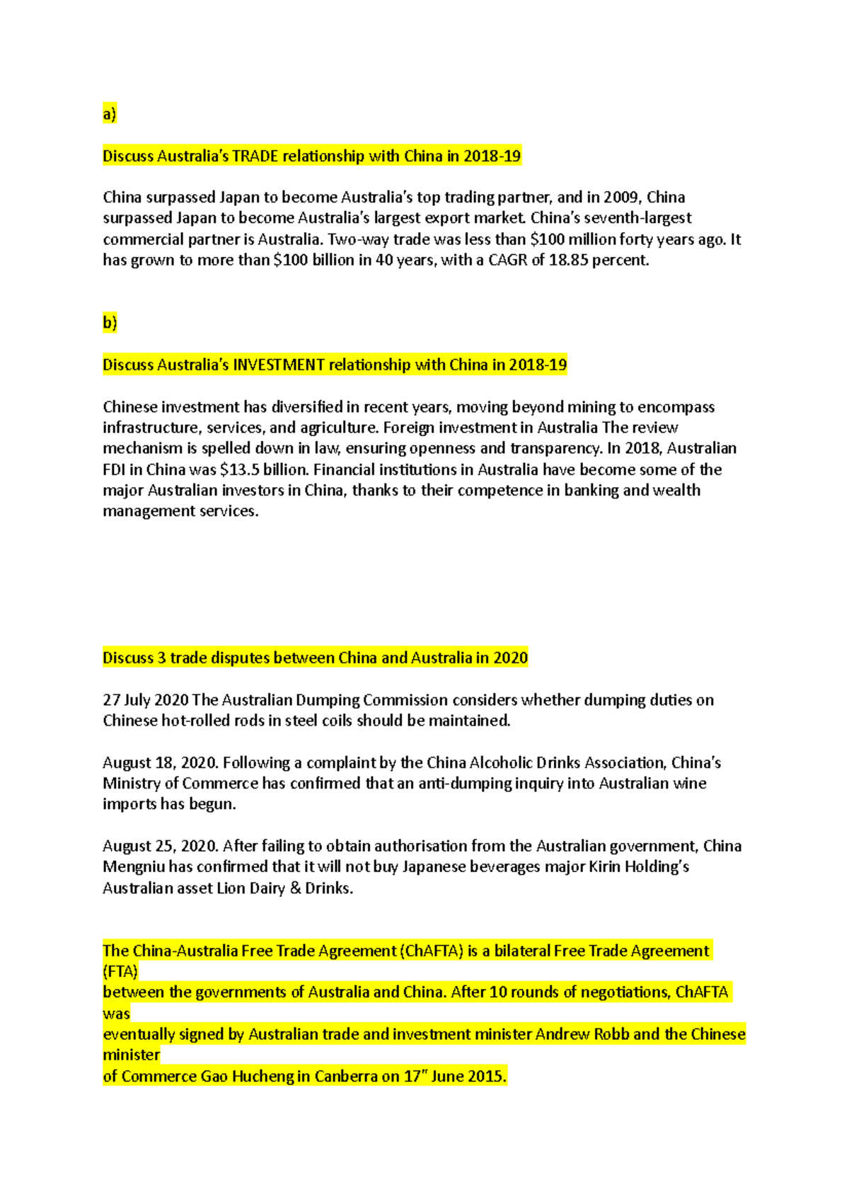 Week 9 - These are the weekly tutorial questions answers for ECX2630 - a) Discuss Australia’s ...