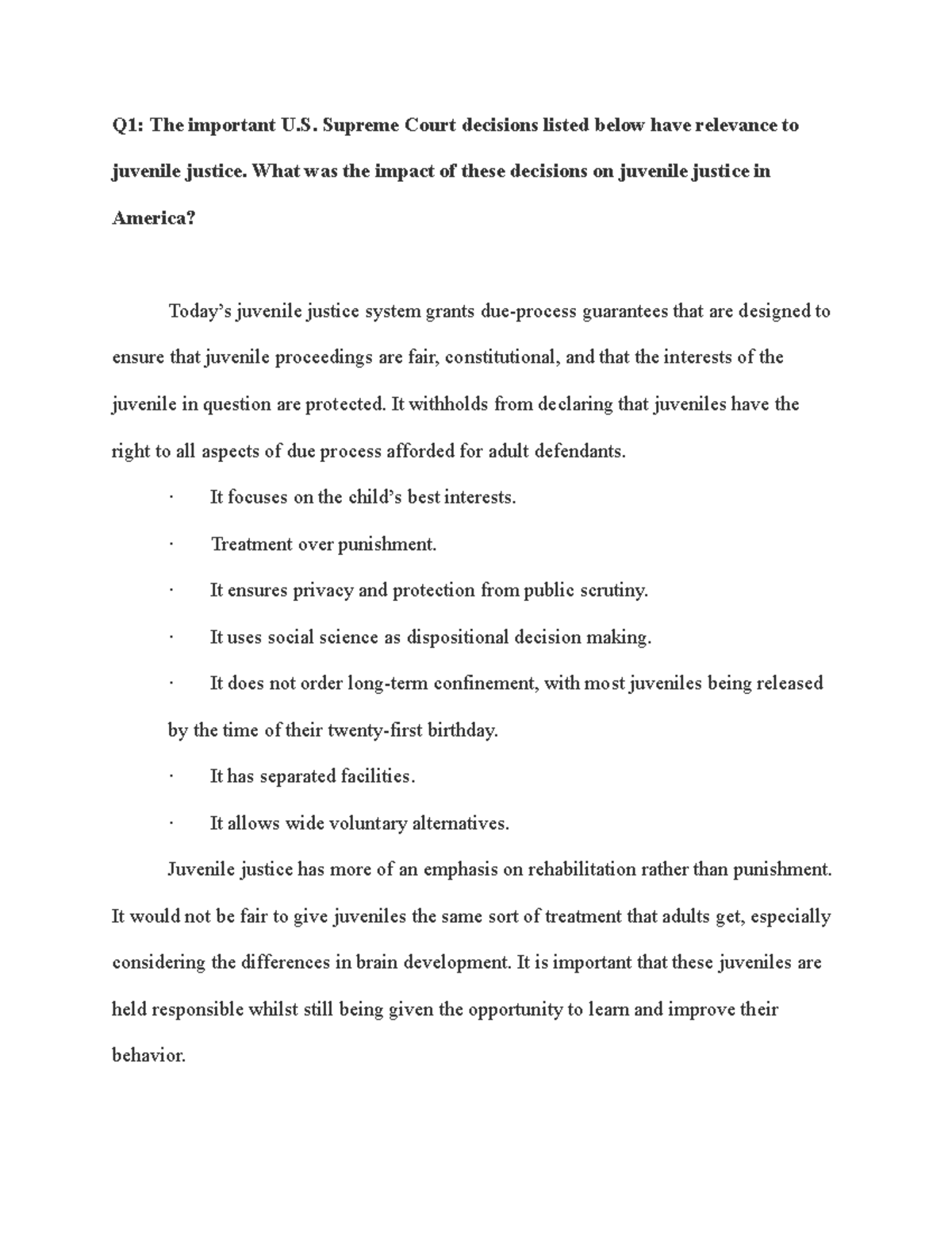 Week 15 question and question ex 5 - Q1: The important U. Supreme Court ...