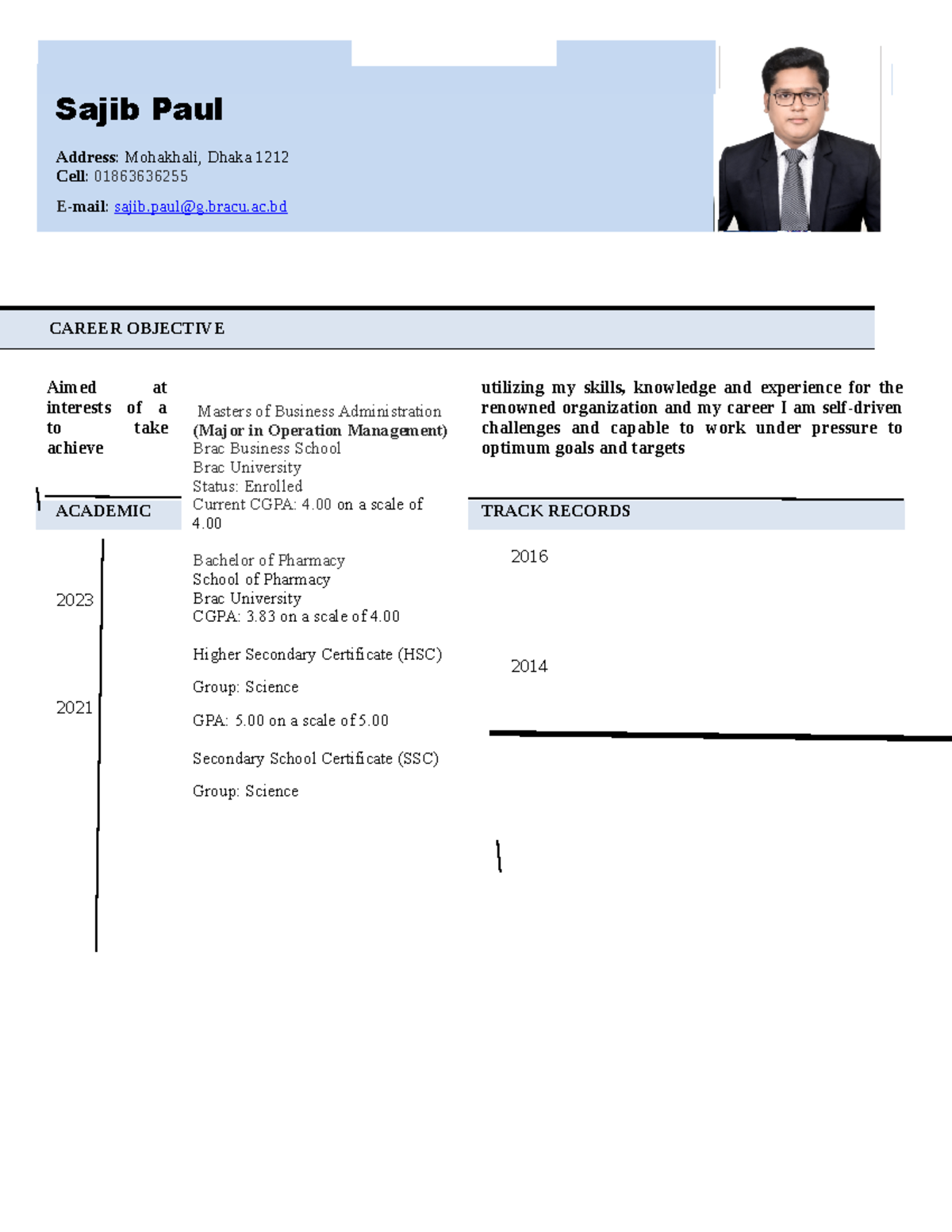 Sajib Resume - Business Strategy - Studocu