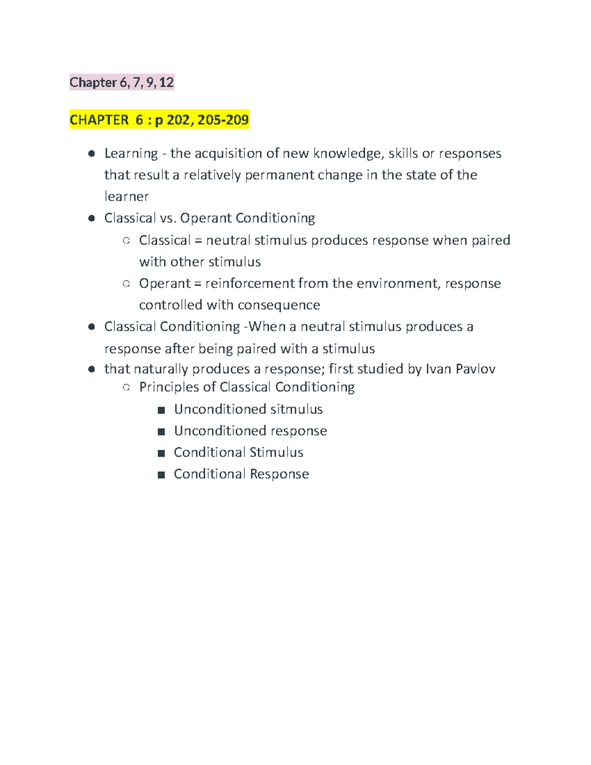 Exam 3 Study Guide Intro to Psych - Chapter 6, 7, 9, 12 CHAPTER 6 : p ...