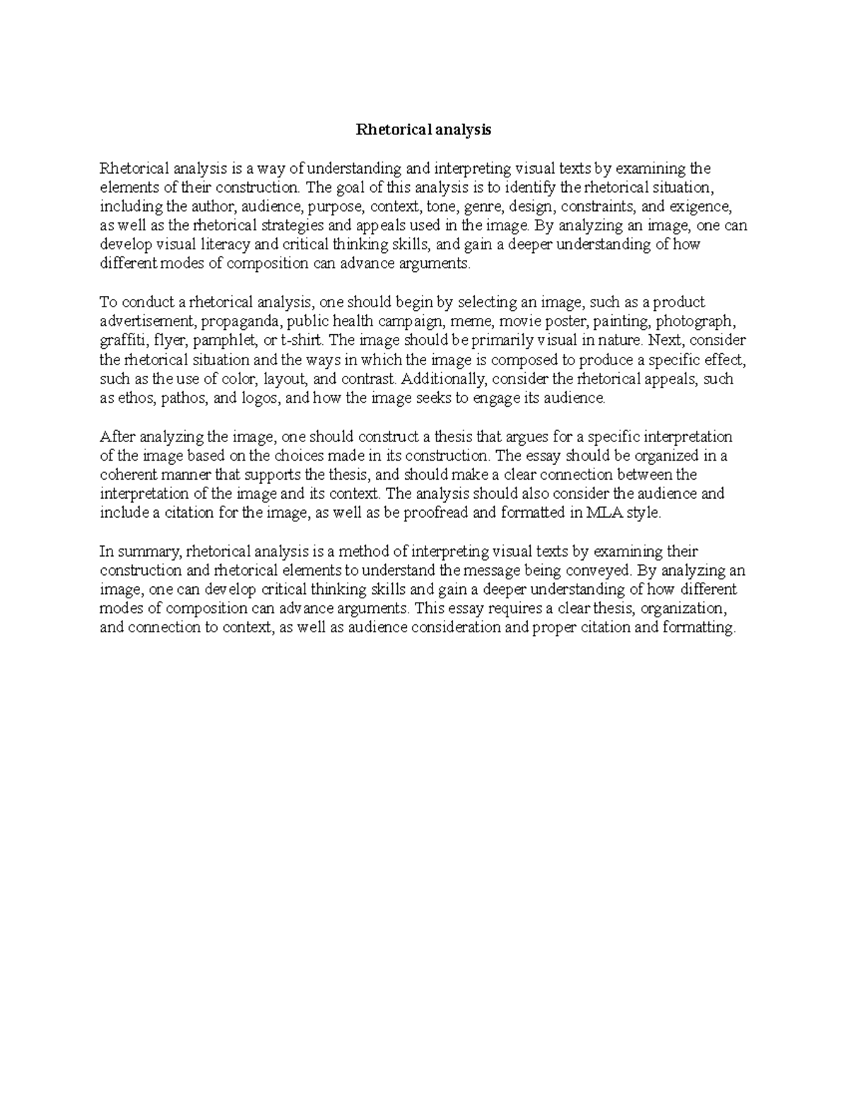 Rhetorical analysis - Rhetorical analysis Rhetorical analysis is a way ...