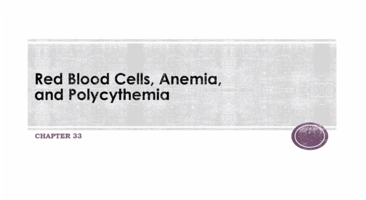 RBC Anemia and Polycythemia - Anaphy&Physiology - Studocu