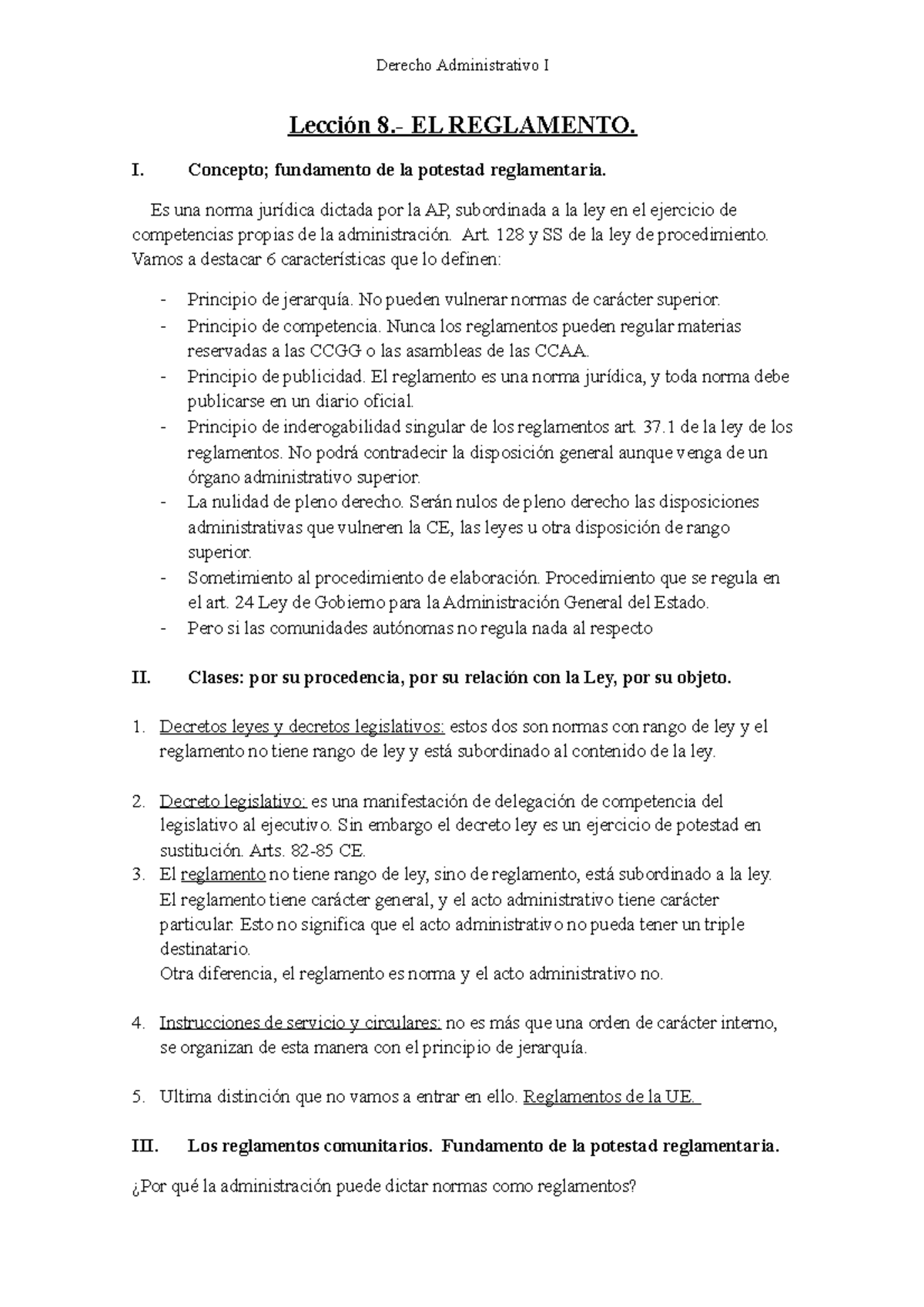Tema 8. EL REGLAMENTO. ADMINISTRATIVO I. - Derecho Administrativo I ...