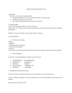 Lesson-PLAN in Types OF Stage AND Stage Directions - Republic of the ...