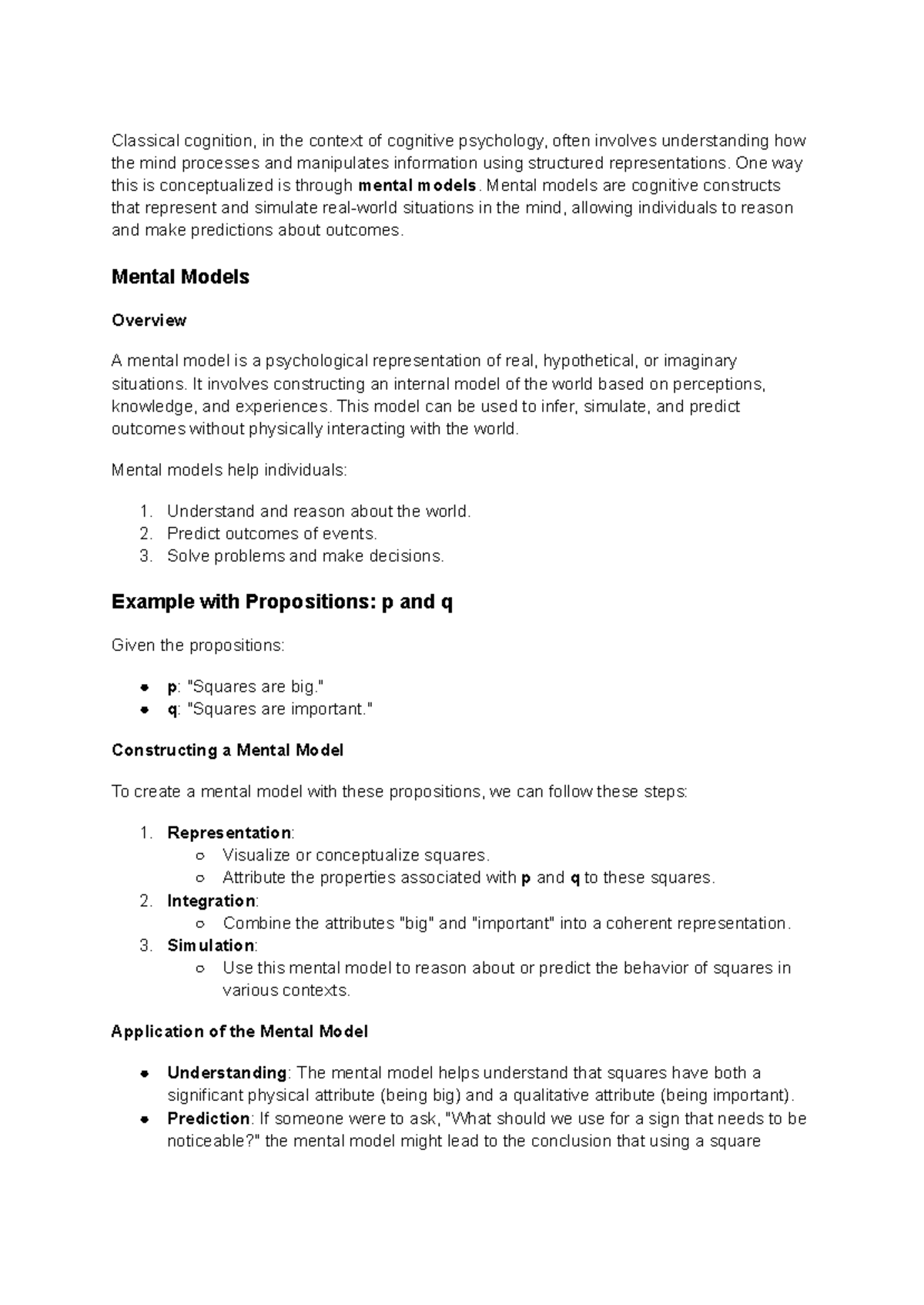 Classical Cognition Example 3 Mental Models - Classical cognition, in ...