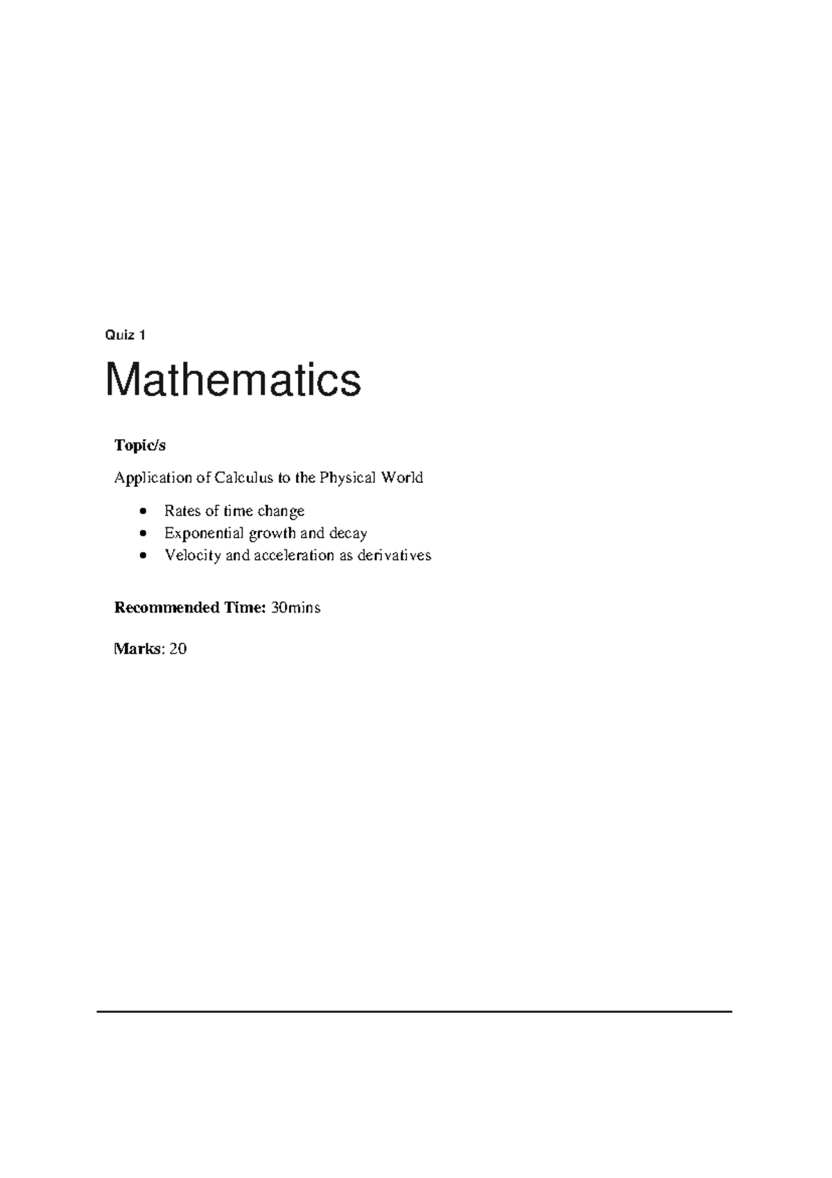 Quiz 07 2019 Questions Warning Tt Undefined Function 32 Quiz 1 Mathematics Topic S