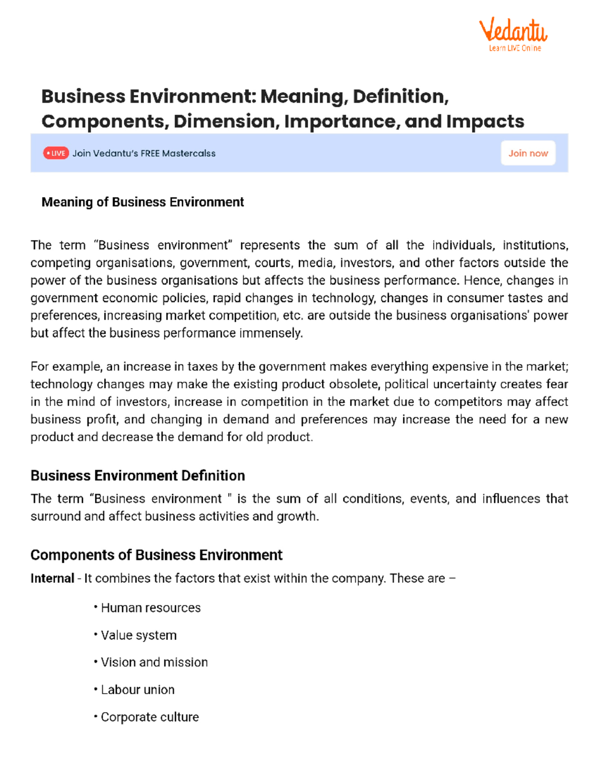 Business Environment Meaning, Definition, Components, Dimension ...