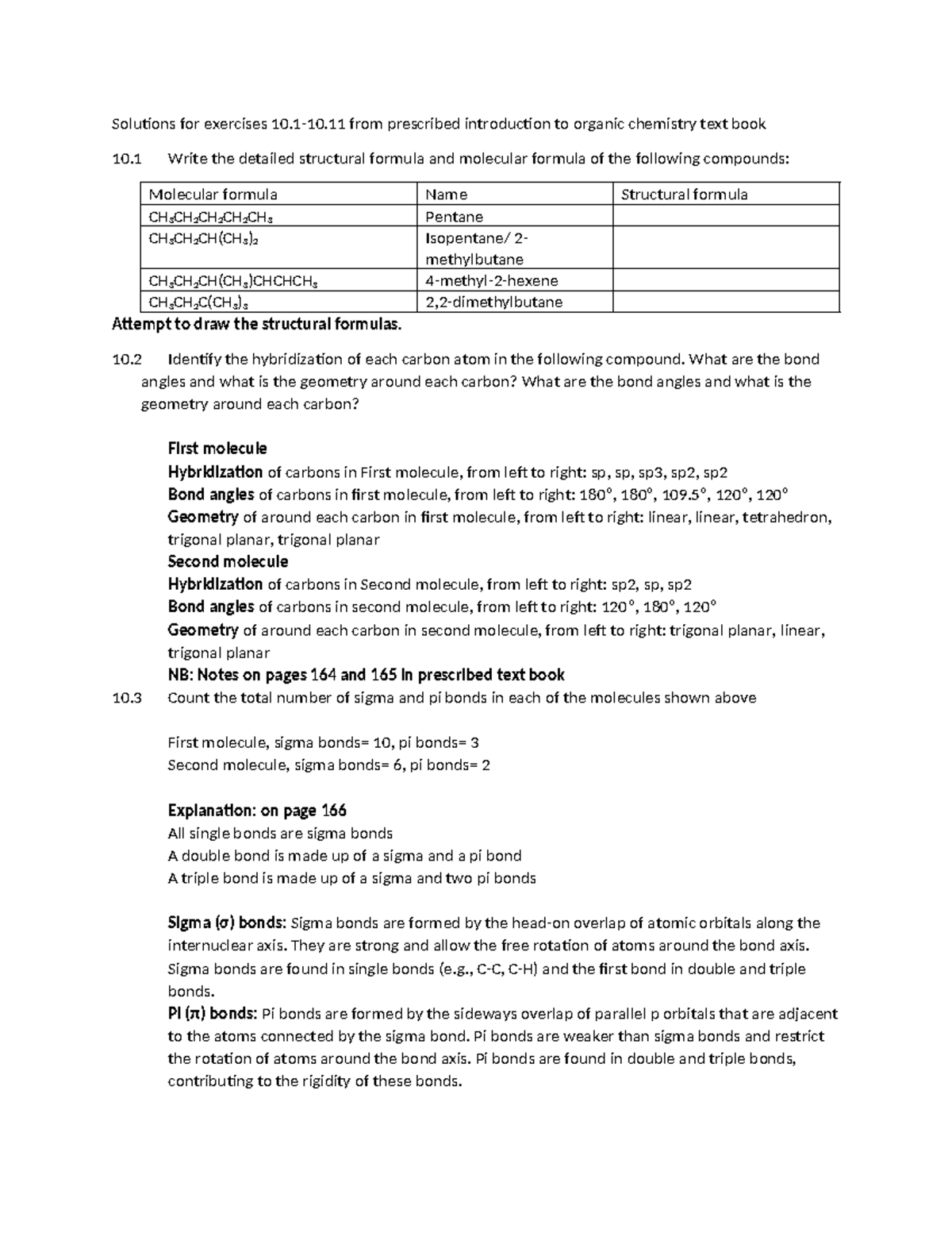 Solutions for exercises introduction to organic chemistry - Solutions ...