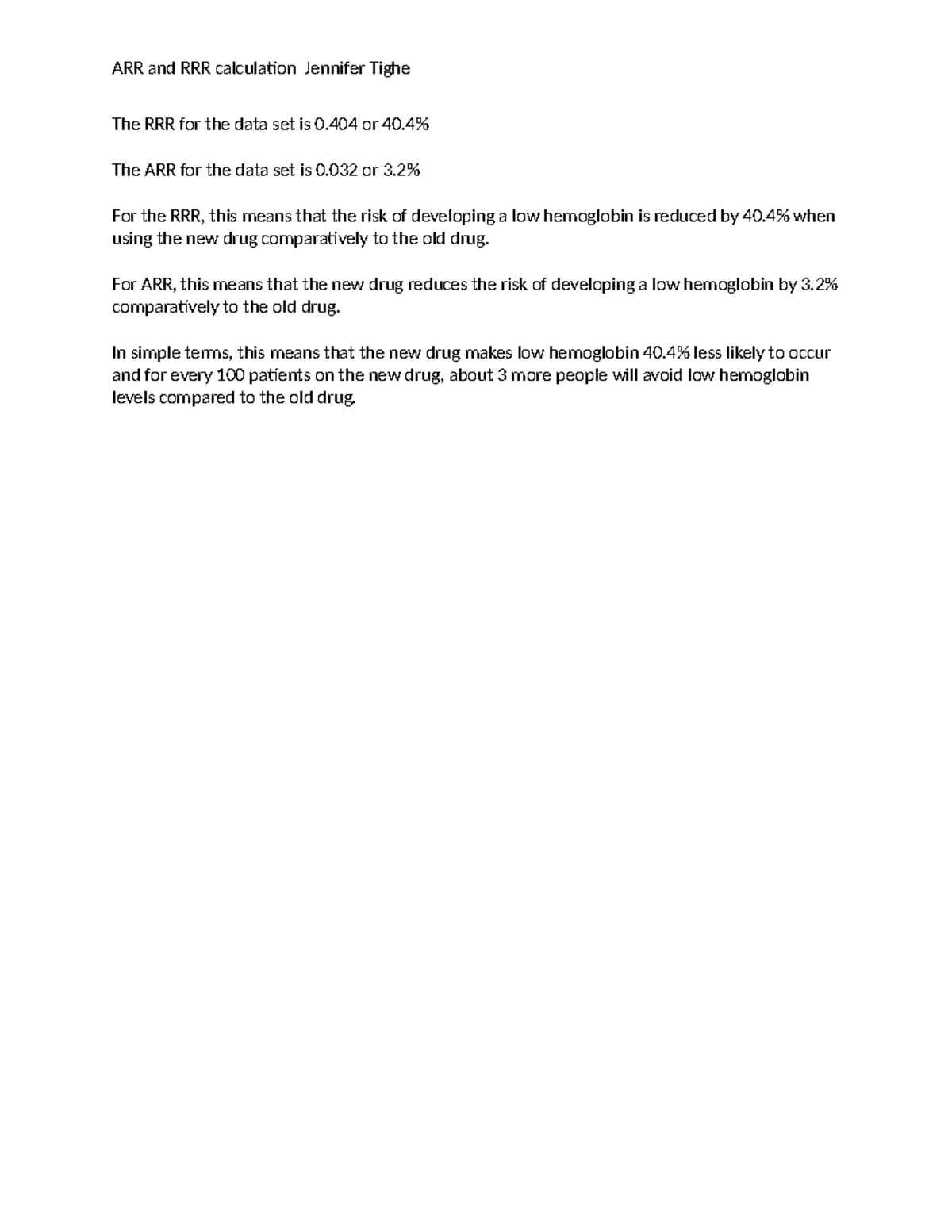 AAR:RRR calculation - ARR and RRR calculation Jennifer Tighe The RRR ...