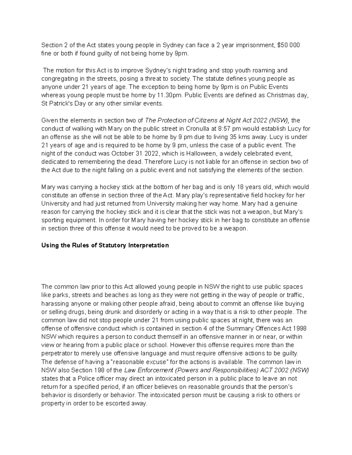 Drafting law - notes - Section 2 of the Act states young people in ...