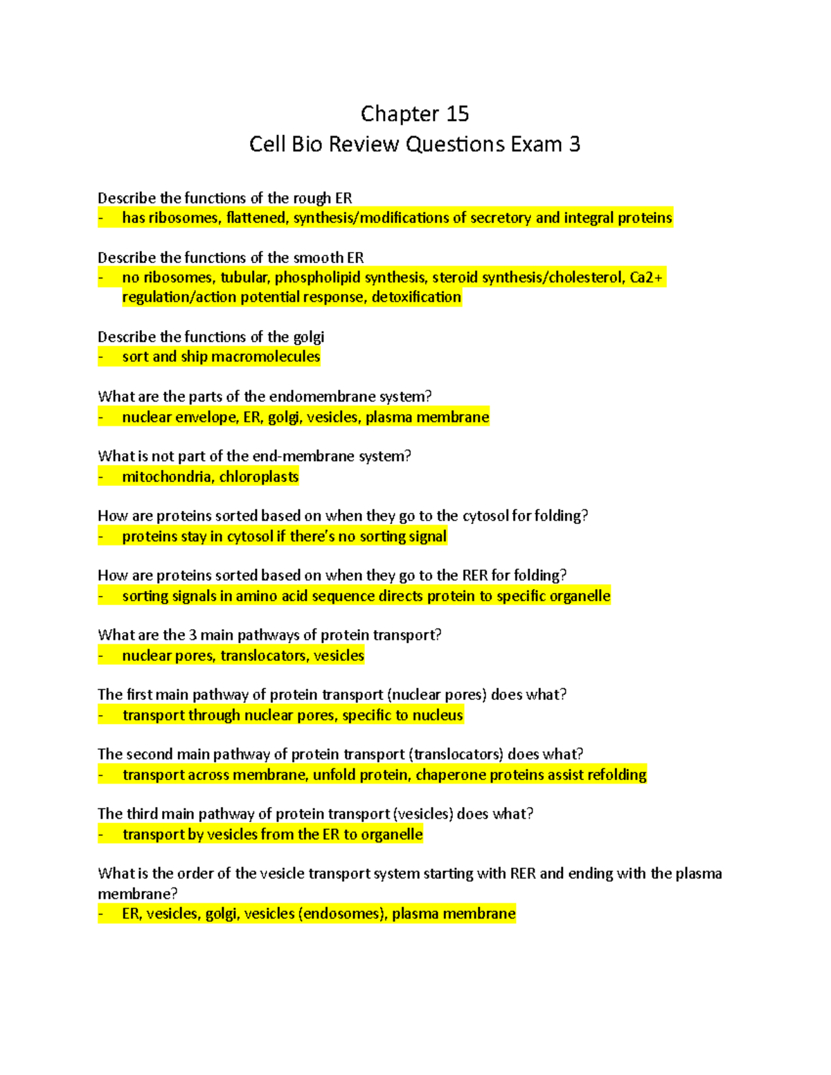 Chapter 15 cell bio review - Chapter 15 Cell Bio Review Questions Exam ...