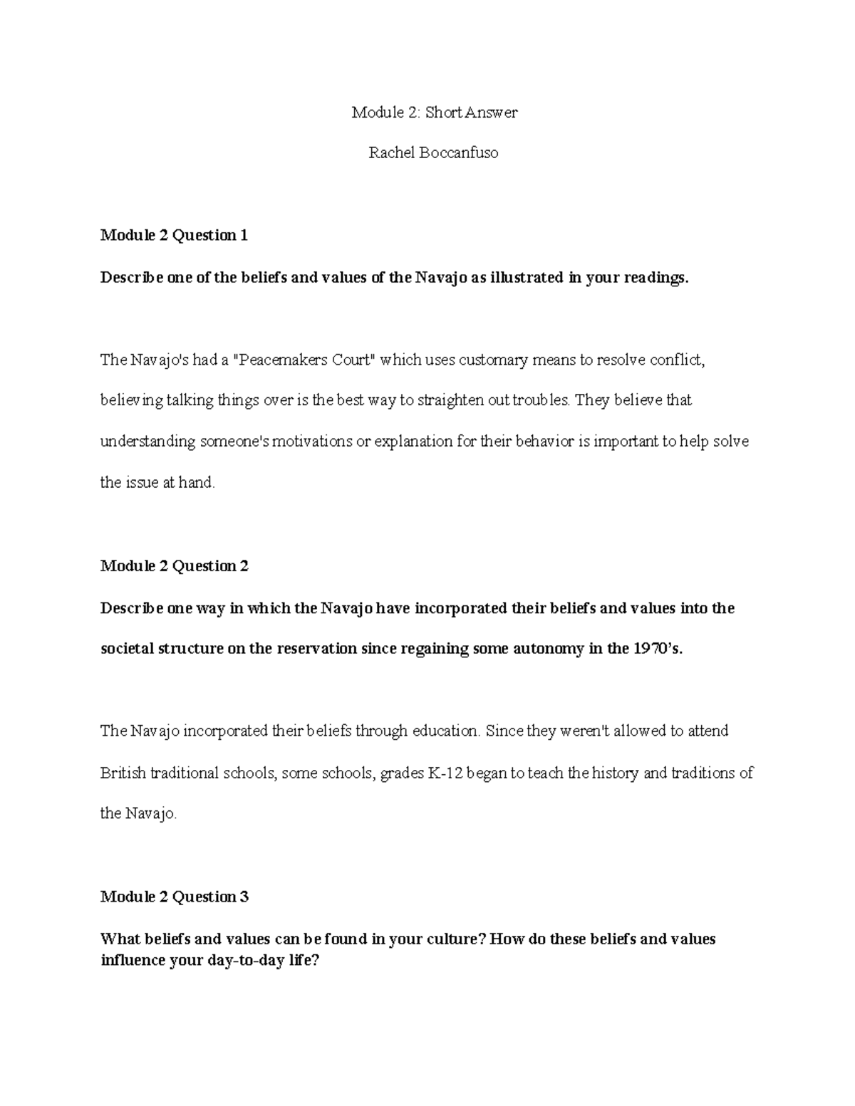 Module 2 Short Answer pdf - Module 2: Short Answer Rachel Boccanfuso ...
