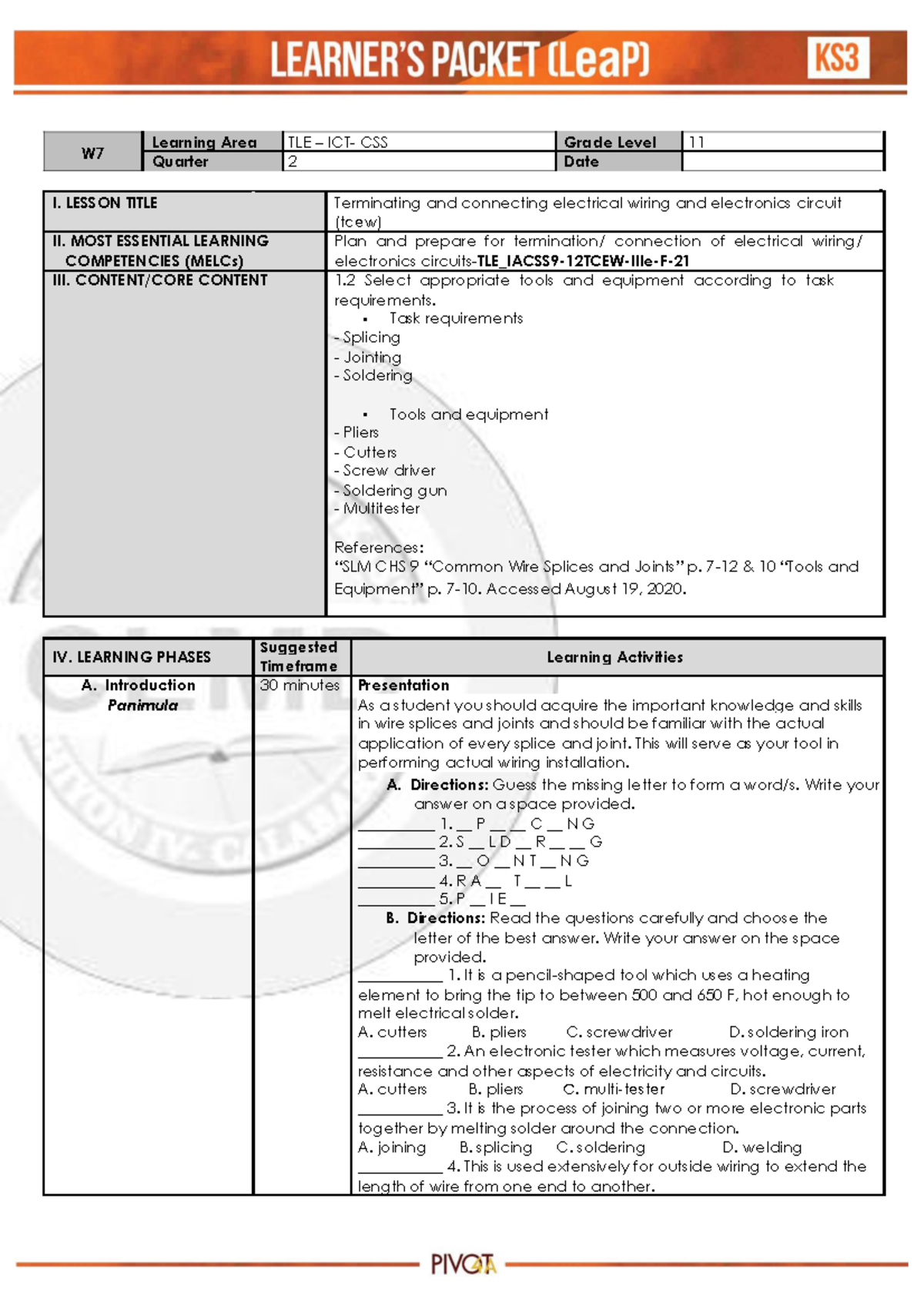 550639927 CSS Q2 WEEK 7 BNHS - Learning Area TLE – ICT- CSS Grade Level ...