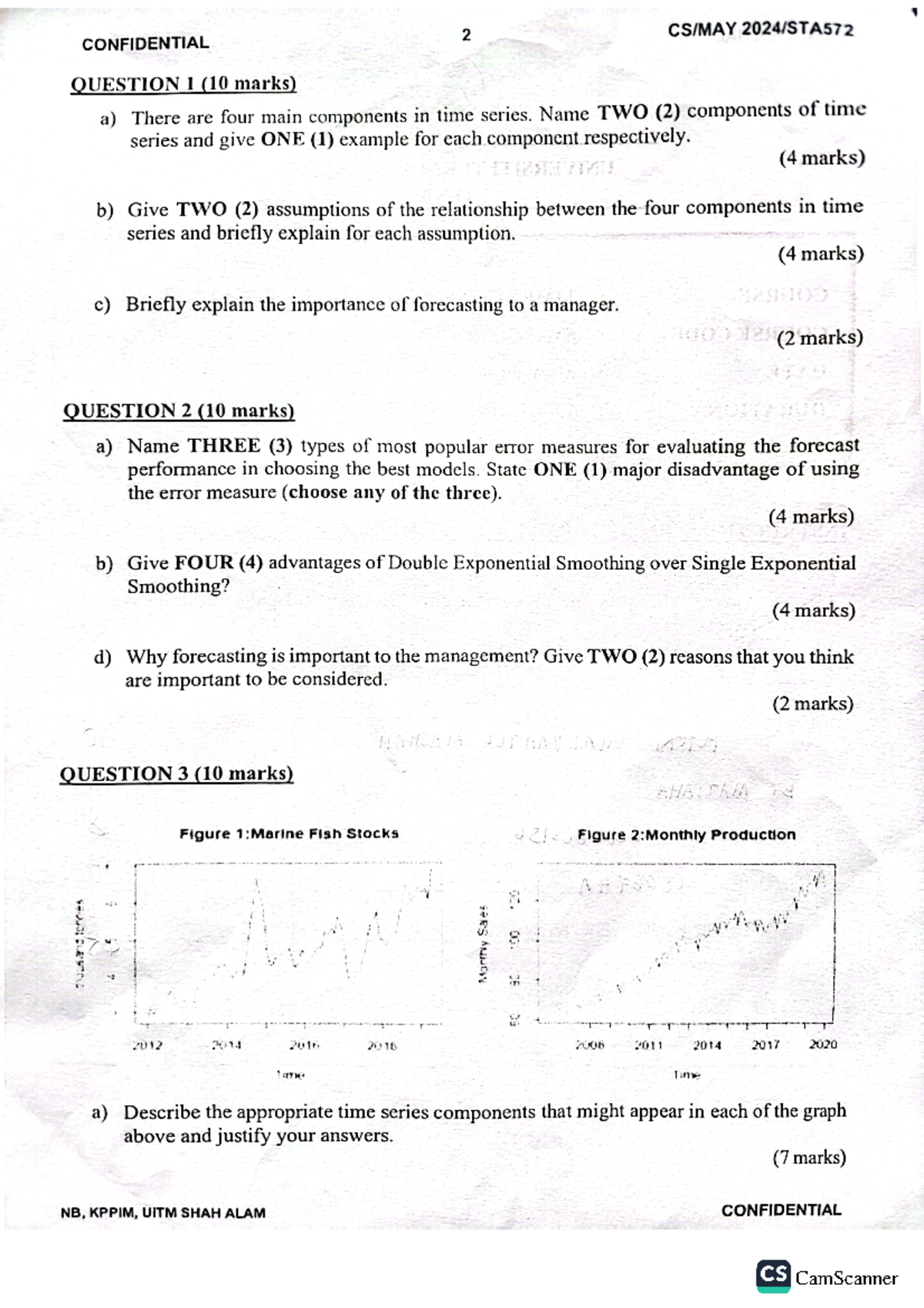 Past Test STA572 - SAMPLE TEST - 2 CONFIDENTIAL QUESTION 1 (10 marks) a ...