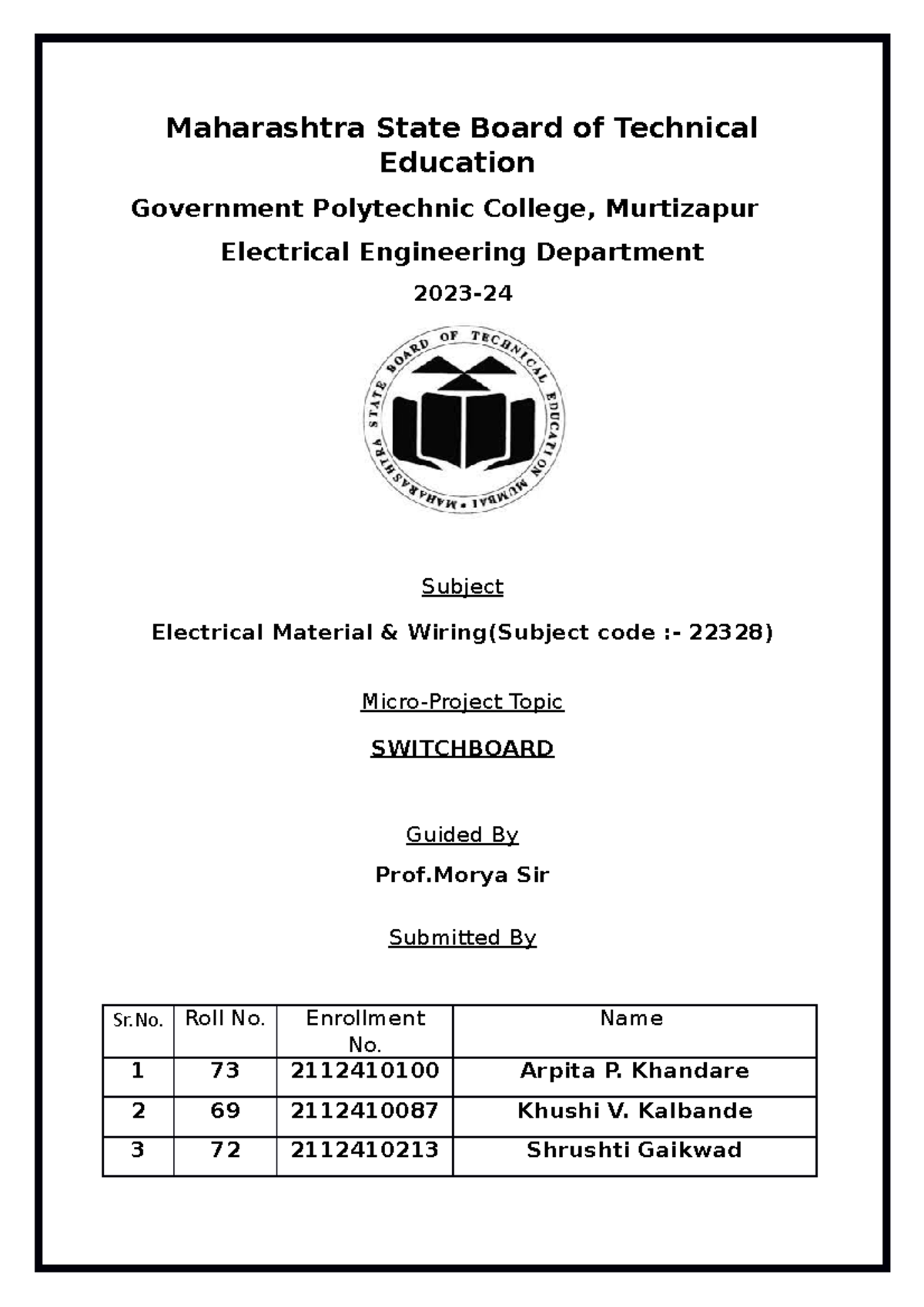 Switchboard - Maharashtra State Board of Technical Education Government ...
