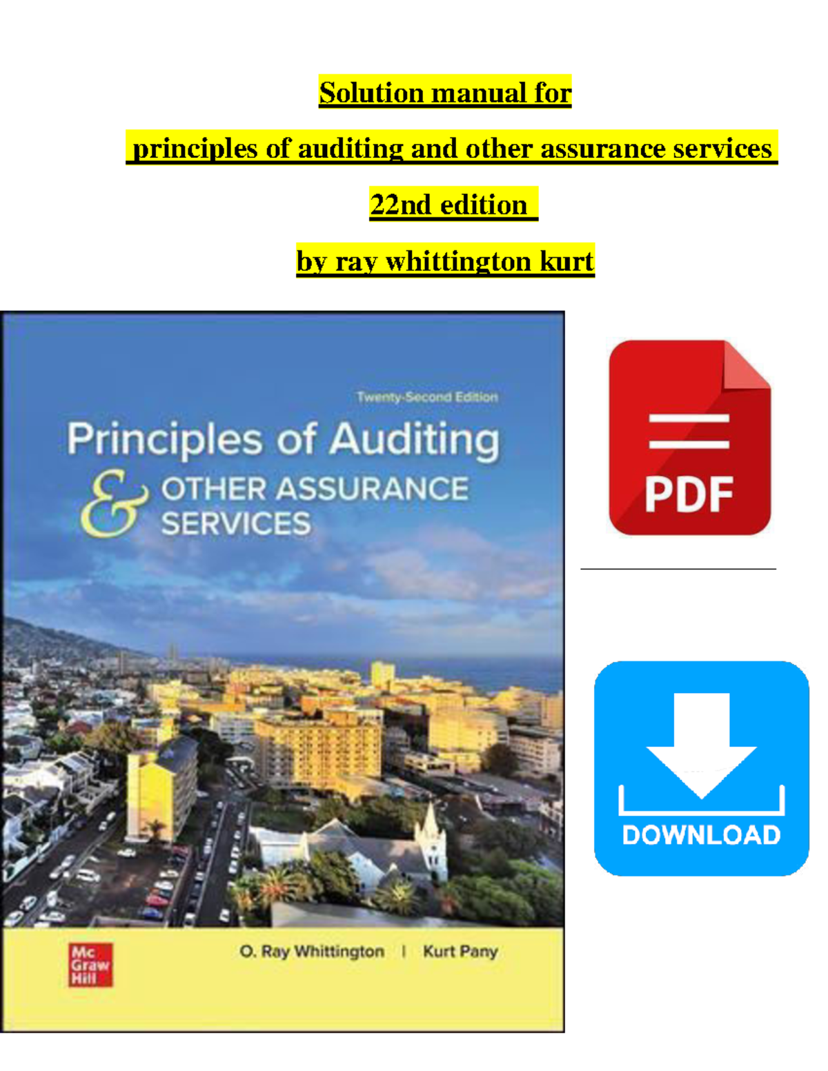 Solution Manual for Principles of Auditing and Other Assurance Services ...