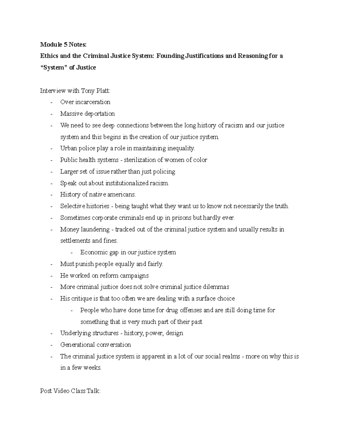 Module 5 Notes Module 5 Notes Ethics And The Criminal Justice System Founding Justifications