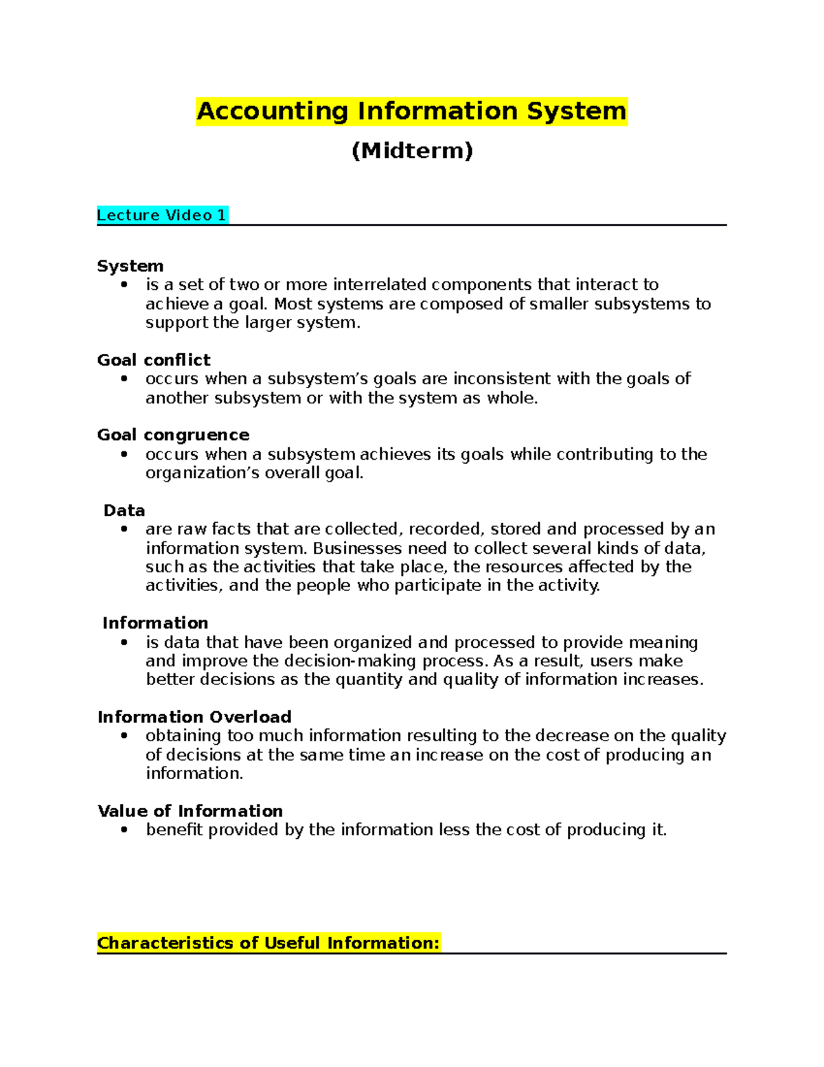 AIS Lecture Notes - Accounting Information System (Midterm) Lecture ...