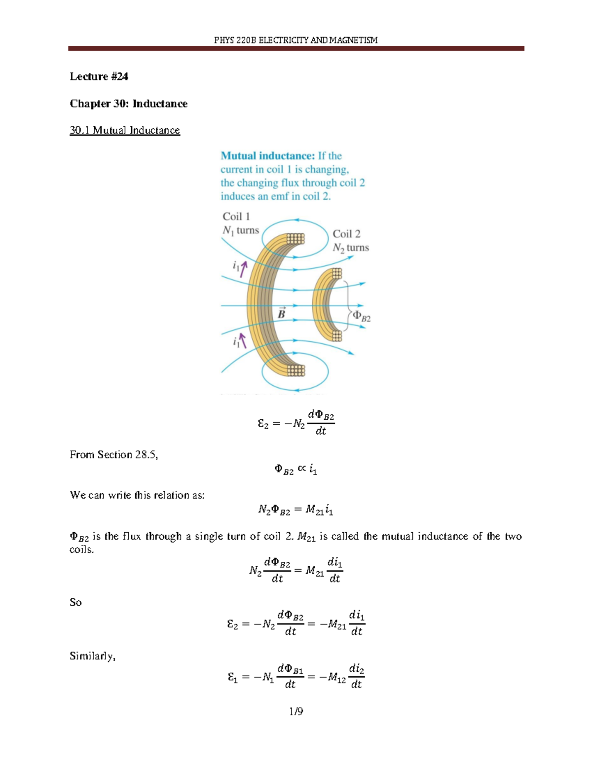Lecture 24 - PROFESSOR LI GAO - PHYS 220B ELECTRICITY AND MAGNETISM ...