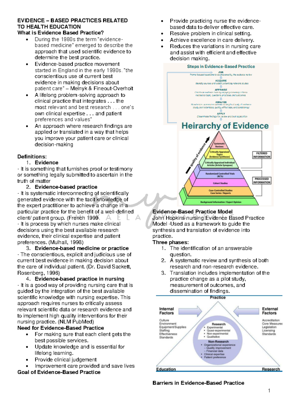 Finals Health Education - EVIDENCE – BASED PRACTICES RELATED TO HEALTH ...