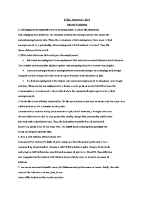 Tutorial 1 - Solution - EC101 : Semester 1, 2020 Tutorial 1 : Suggested ...