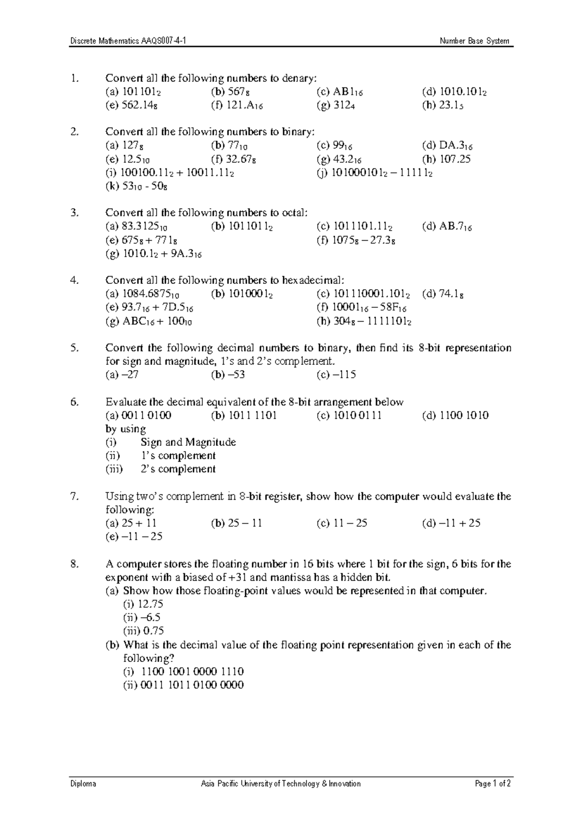 Number Base System - Discrete Mathematics AAQS0 07 - 4 - 1 Number Base System Diploma Asia ...