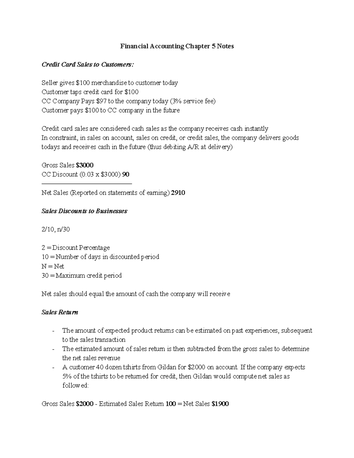Financial Accounting Chapter 5 Notes - If the company expects 5% of the ...