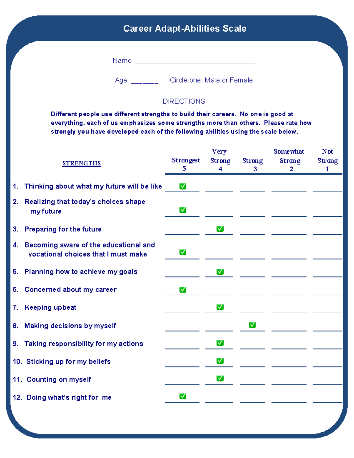 2 Career adapt-abilities scale form - Career Adapt - Abilities Scale ...