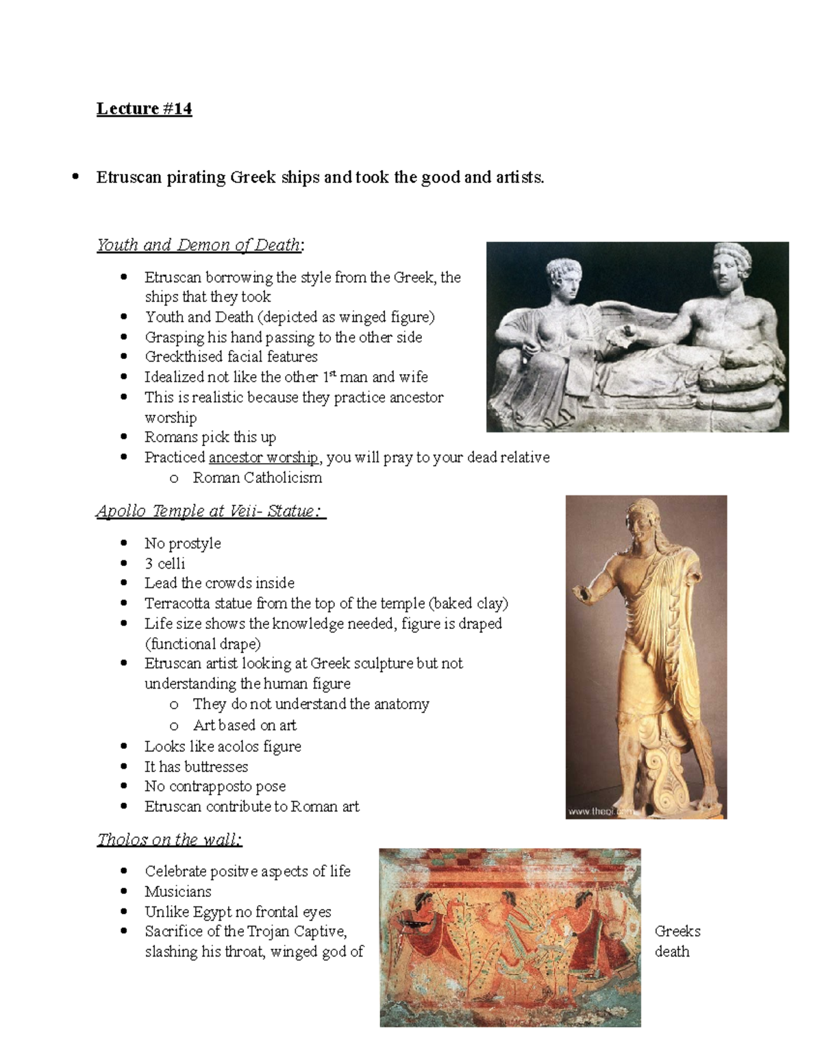 Lecture #14 - Etruscan Period cont'd, Early Roman Art and Architecture ...