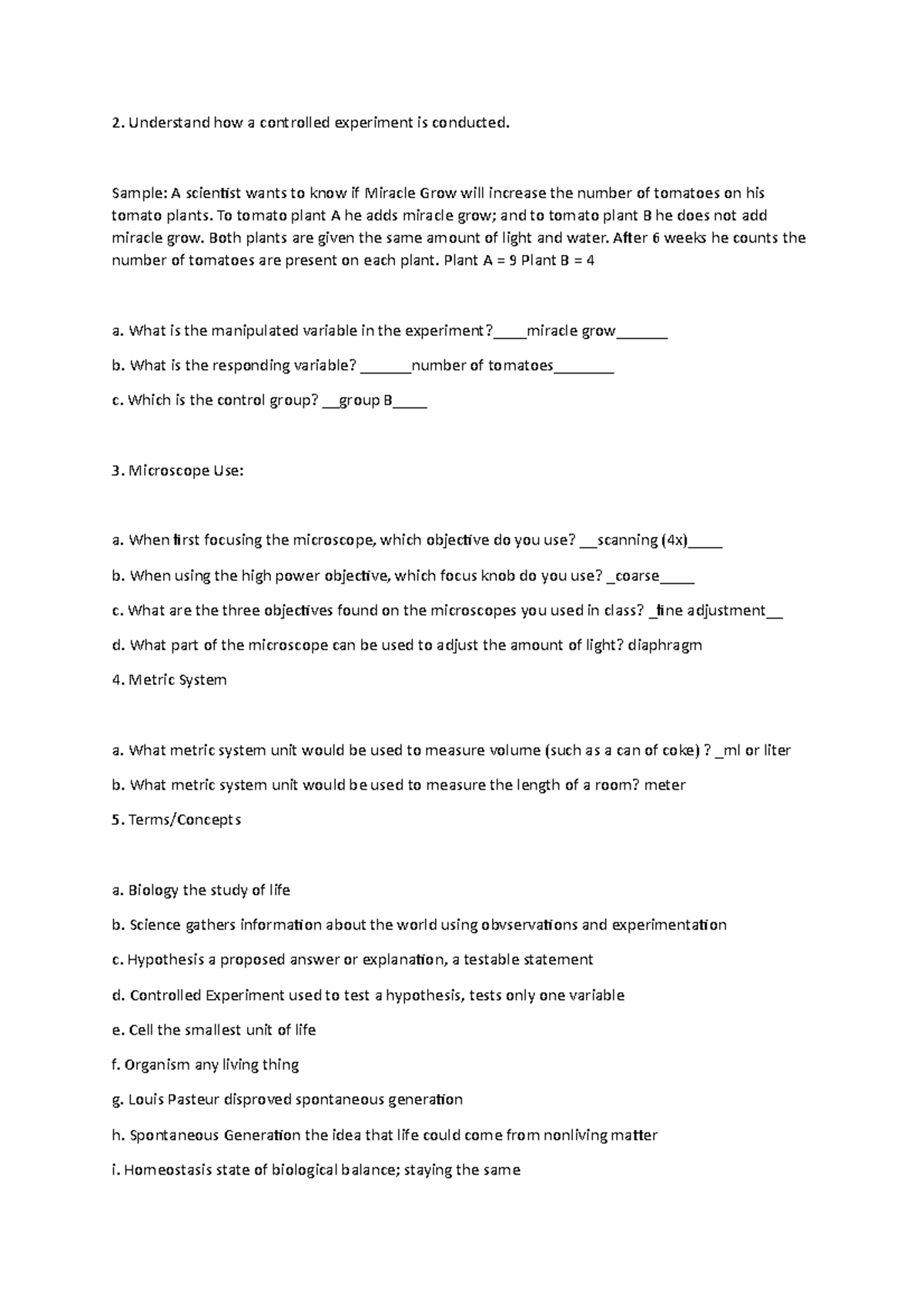 Bio1 - bio1 - Understand how a controlled experiment is conducted ...