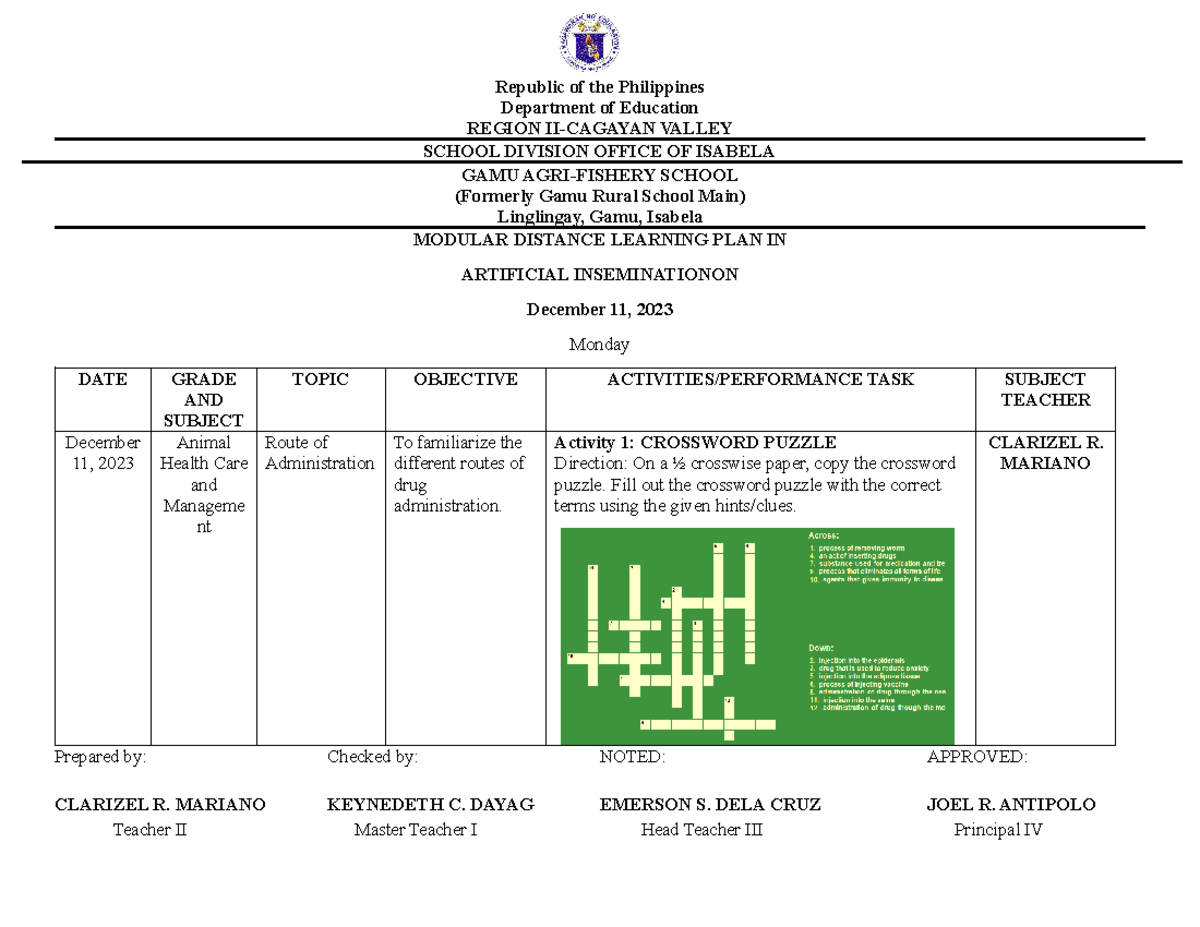 MDL IN AHCM- Dec11 - Republic of the Philippines Department of ...