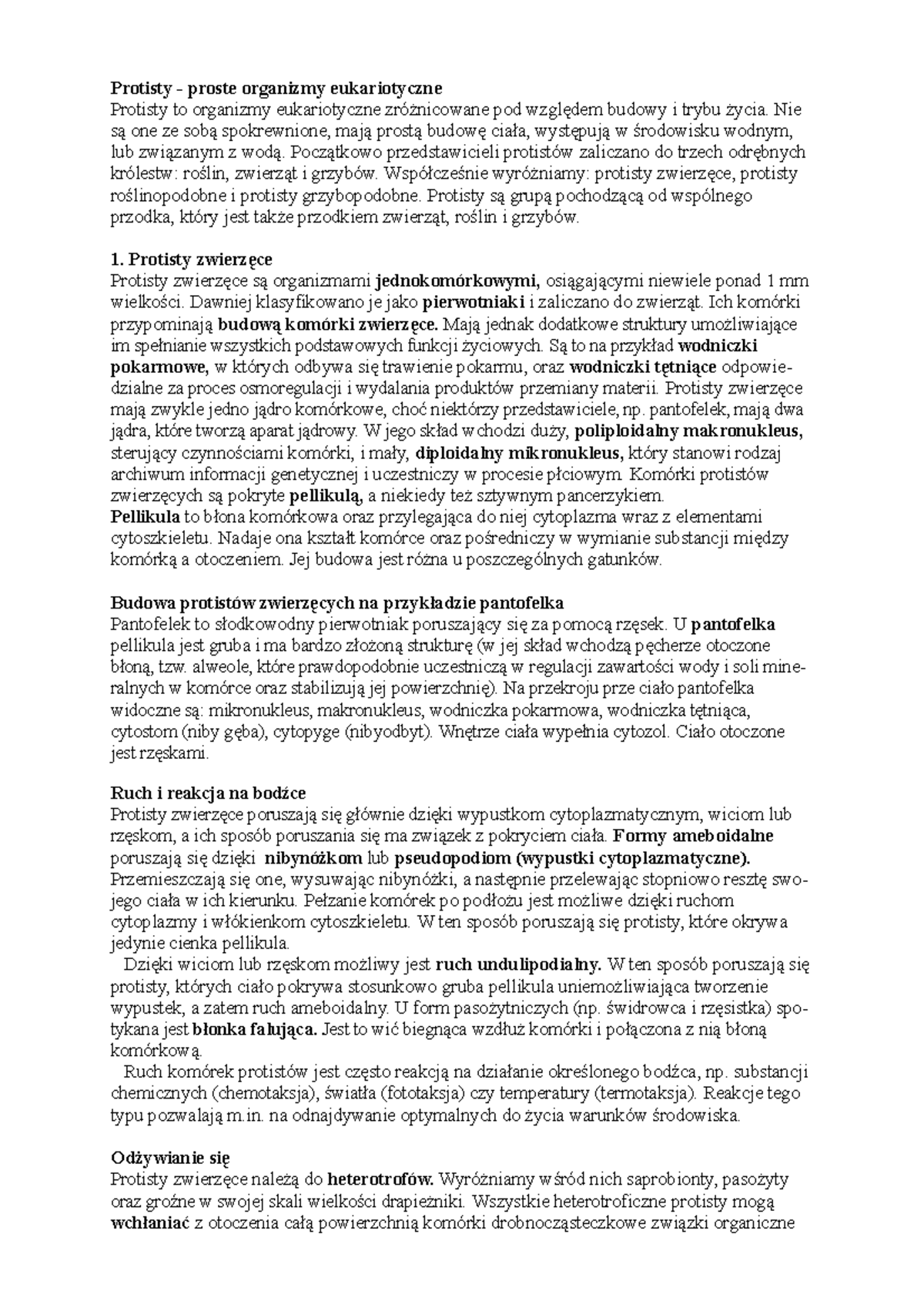 Notatka Protisty - Protisty - proste organizmy eukariotyczne Protisty ...