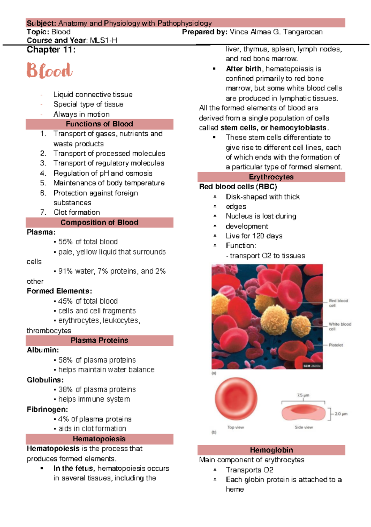 Anaphy Blood - Copy - Topic: Blood Prepared by: Vince Almae G ...