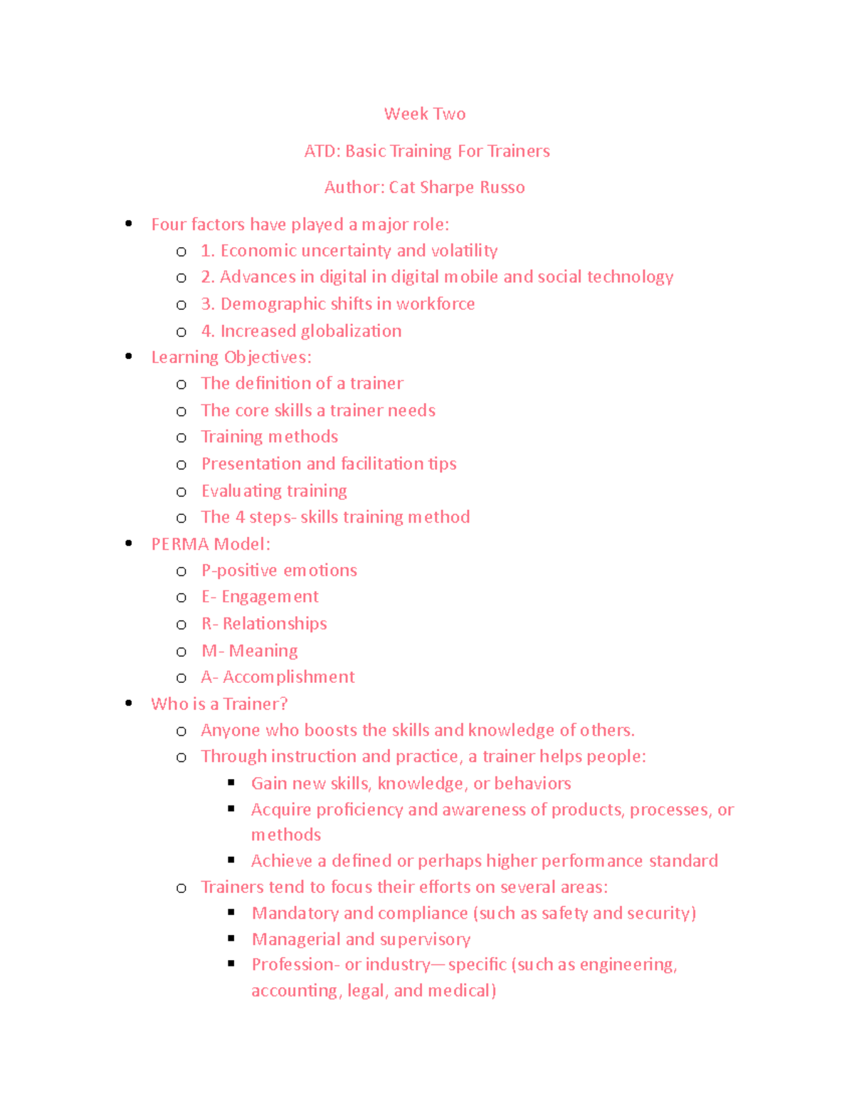 WEEK TWO ATD Training Basics - Week Two ATD: Basic Training For ...