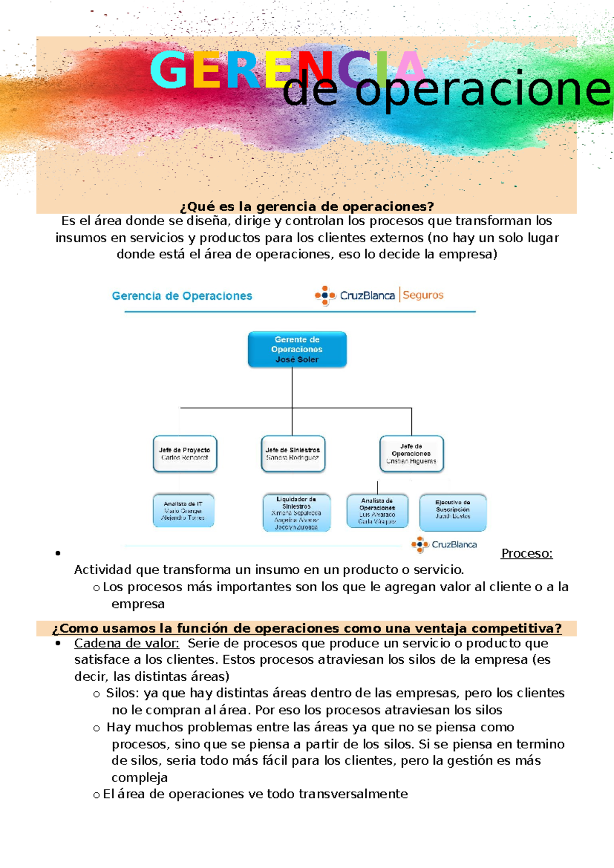 Ger. de Operaciones - ¿Qué es la gerencia de operaciones? Es el área ...